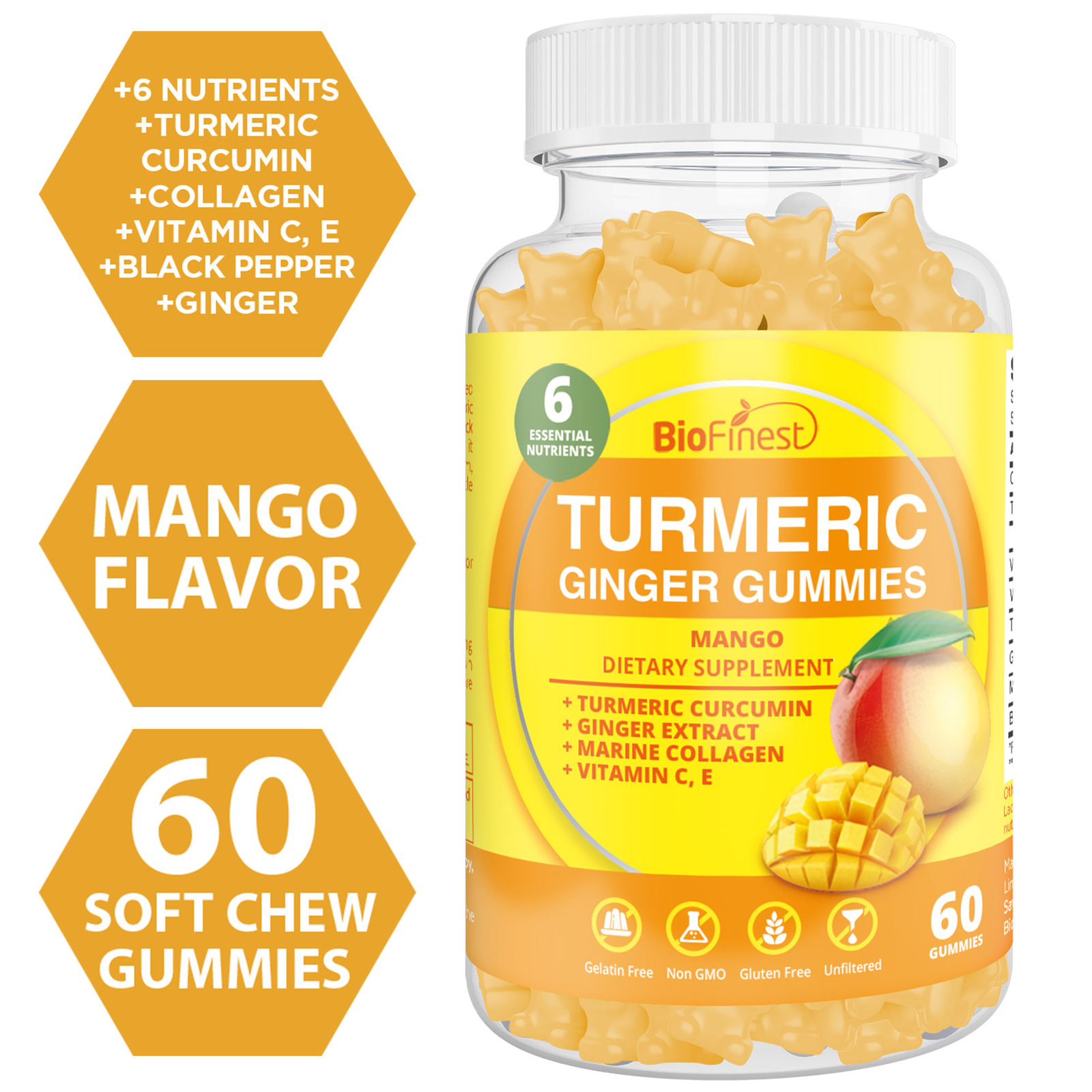 Biofinest Turmeric Ginger Gummy Supplement Marine Collagen | NTUC FairPrice