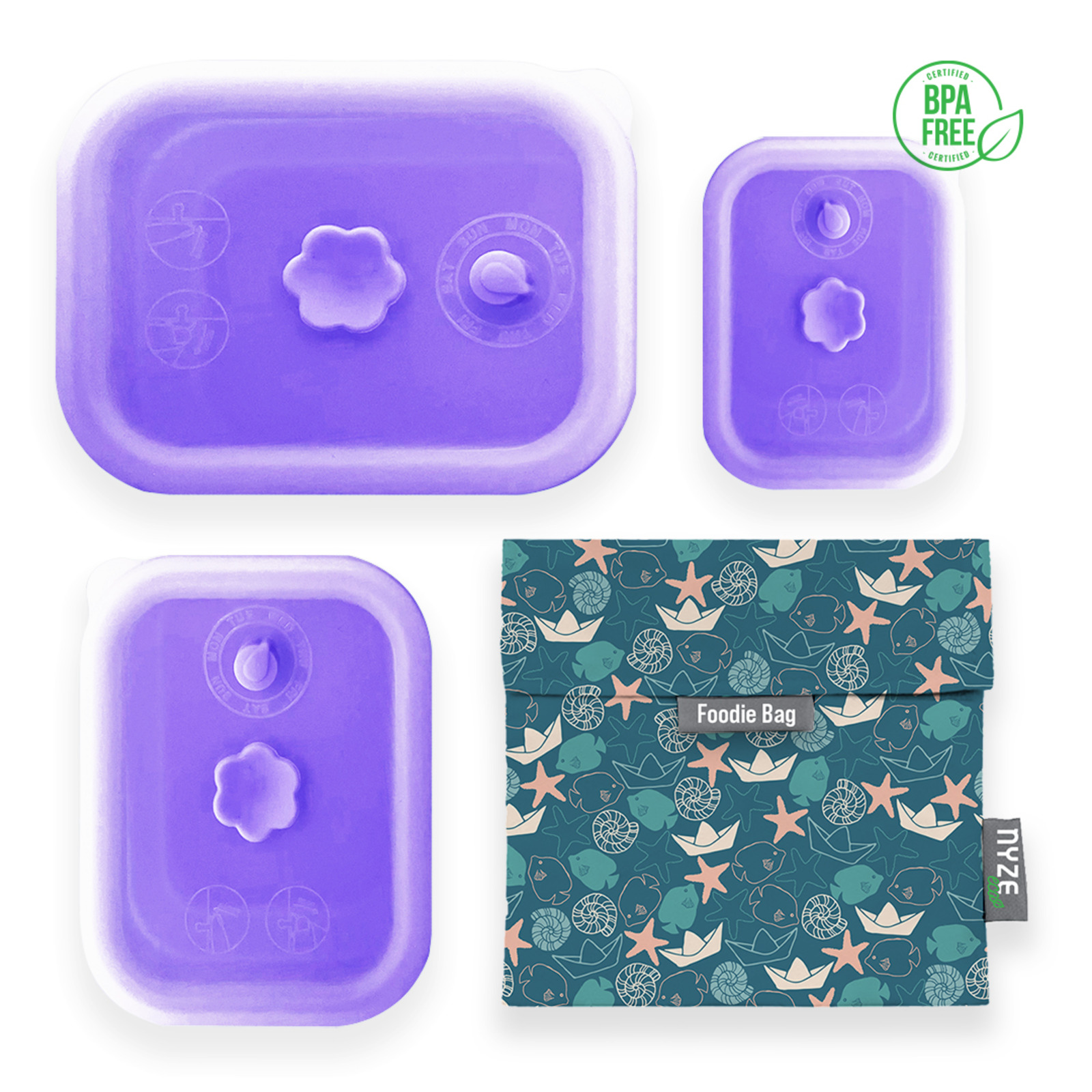 NYZE Purple Container 3pcs Set + 1pc Sea Foodie Bag | NTUC FairPrice