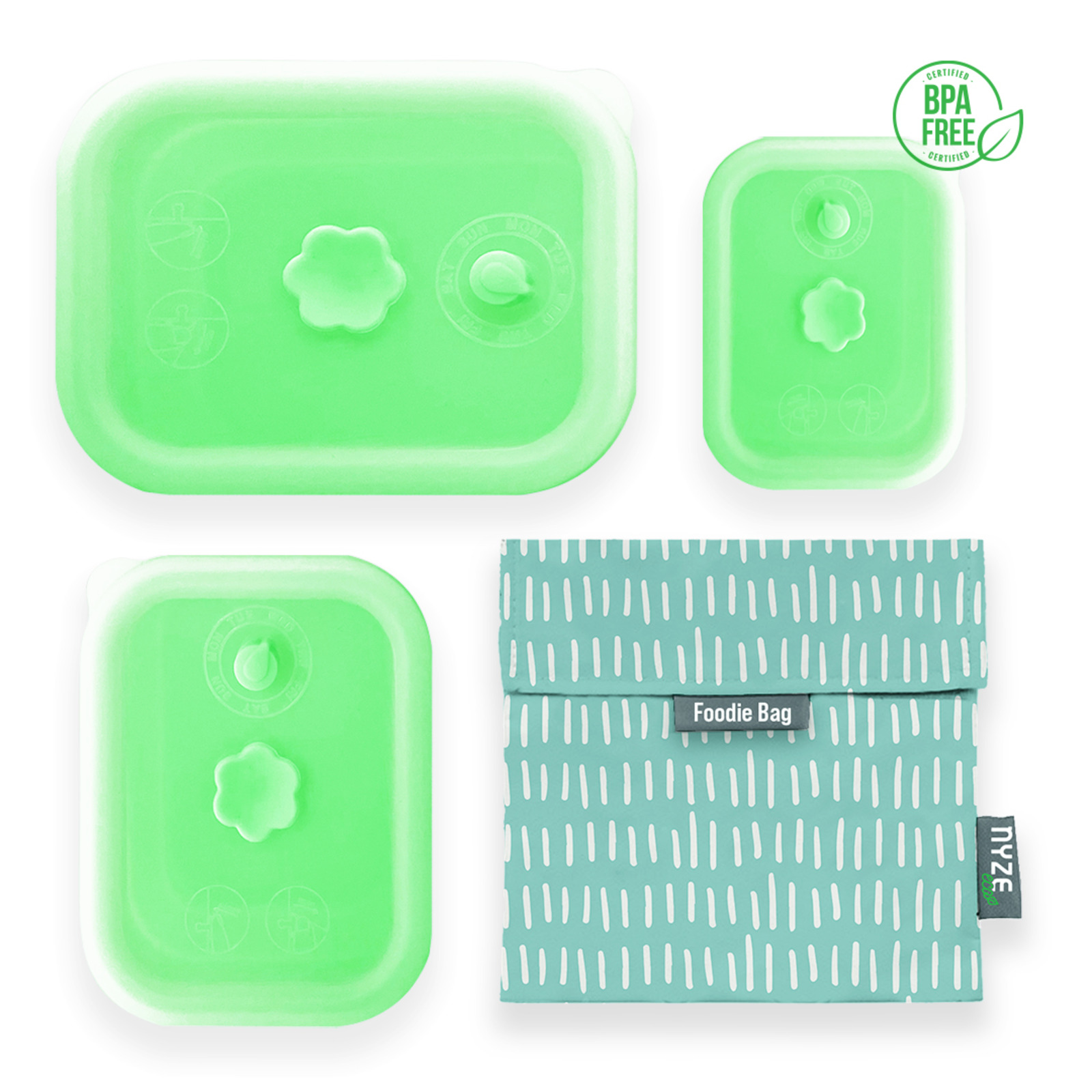 NYZE Green Container 3pcs Set + 1pc Minty Foodie Bag | NTUC FairPrice