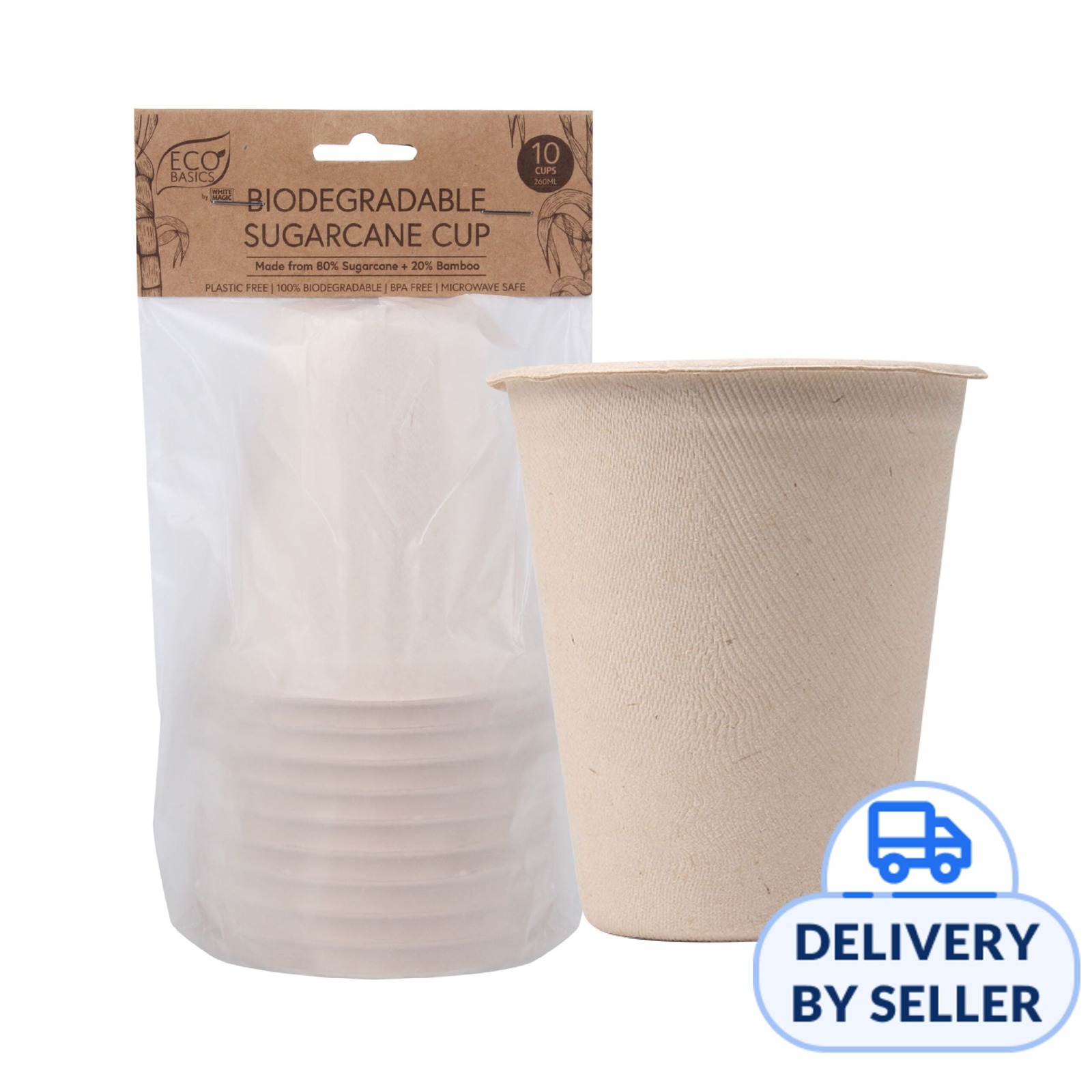 White Magic Eco Basics Biodegradable Sugarcane Cup | NTUC FairPrice