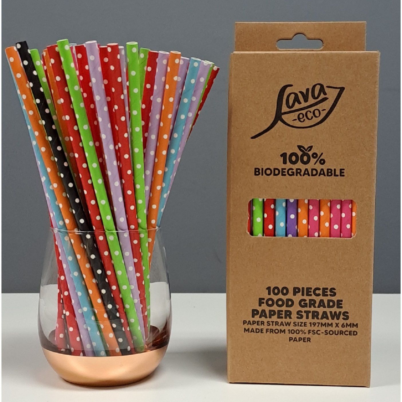 LAVA ECO Colorful Dots Drinking Paper Straws Eco-Friendly | NTUC FairPrice