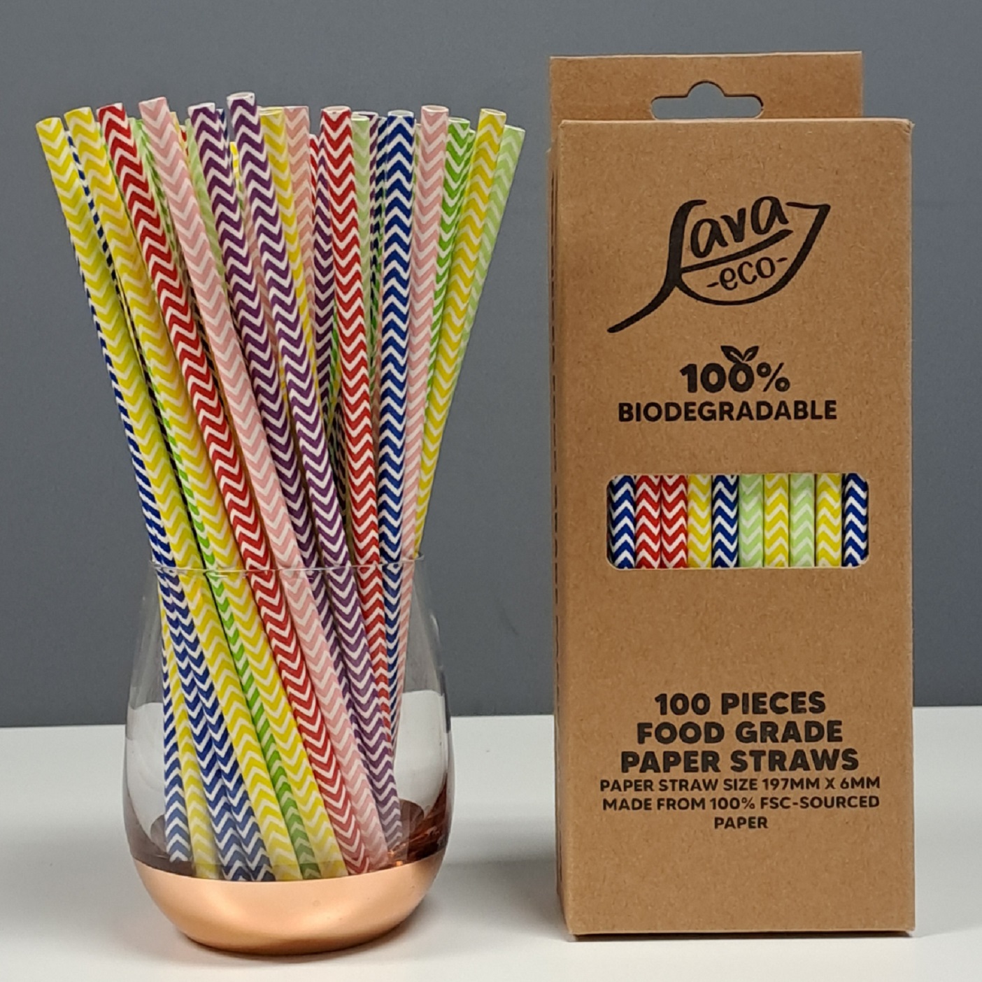 LAVA ECO Colorful Zigzag Drinking Paper Straws Eco-Friendly | NTUC ...