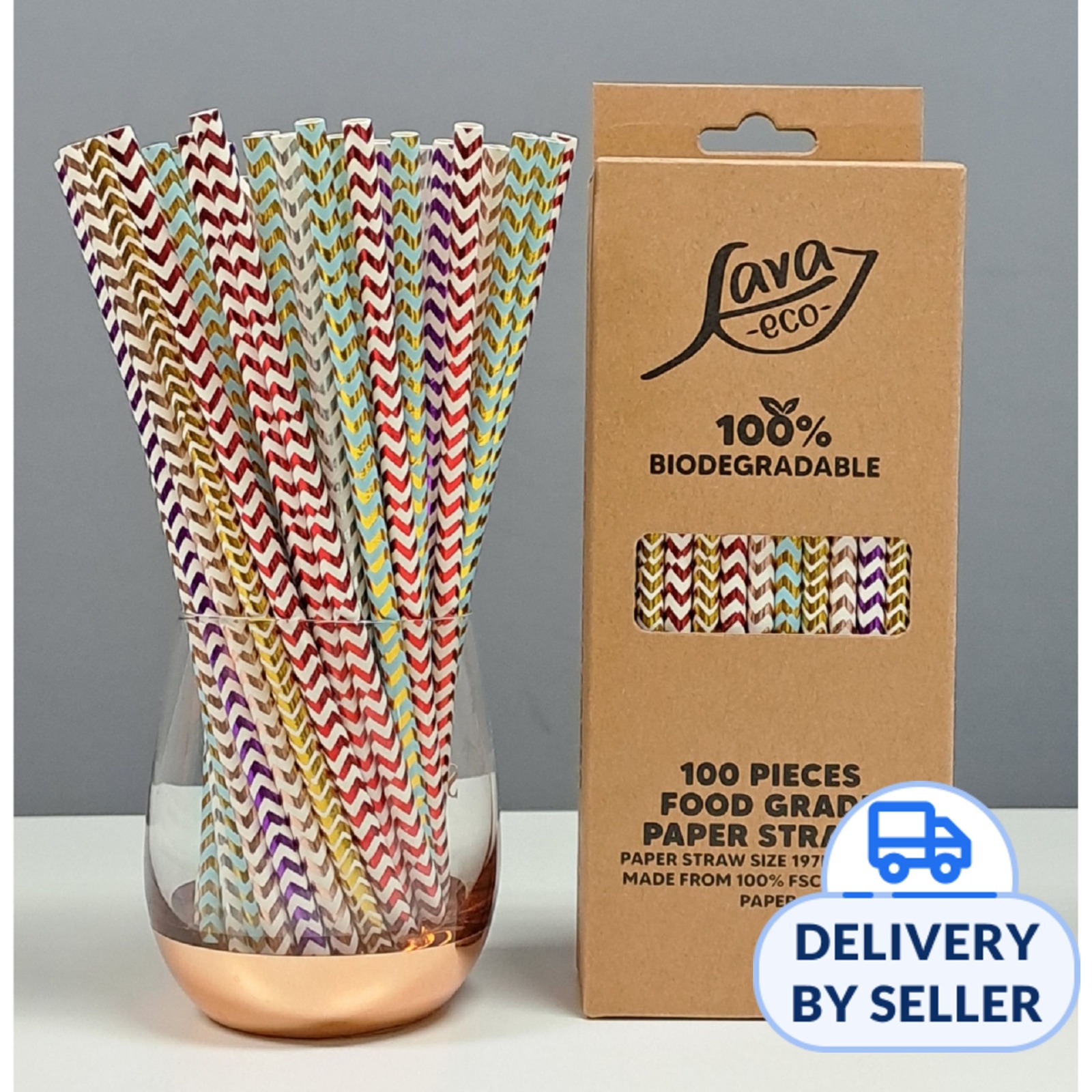 LAVA ECO Shiny Stripe Drinking Paper Straws Eco-Friendly | NTUC FairPrice
