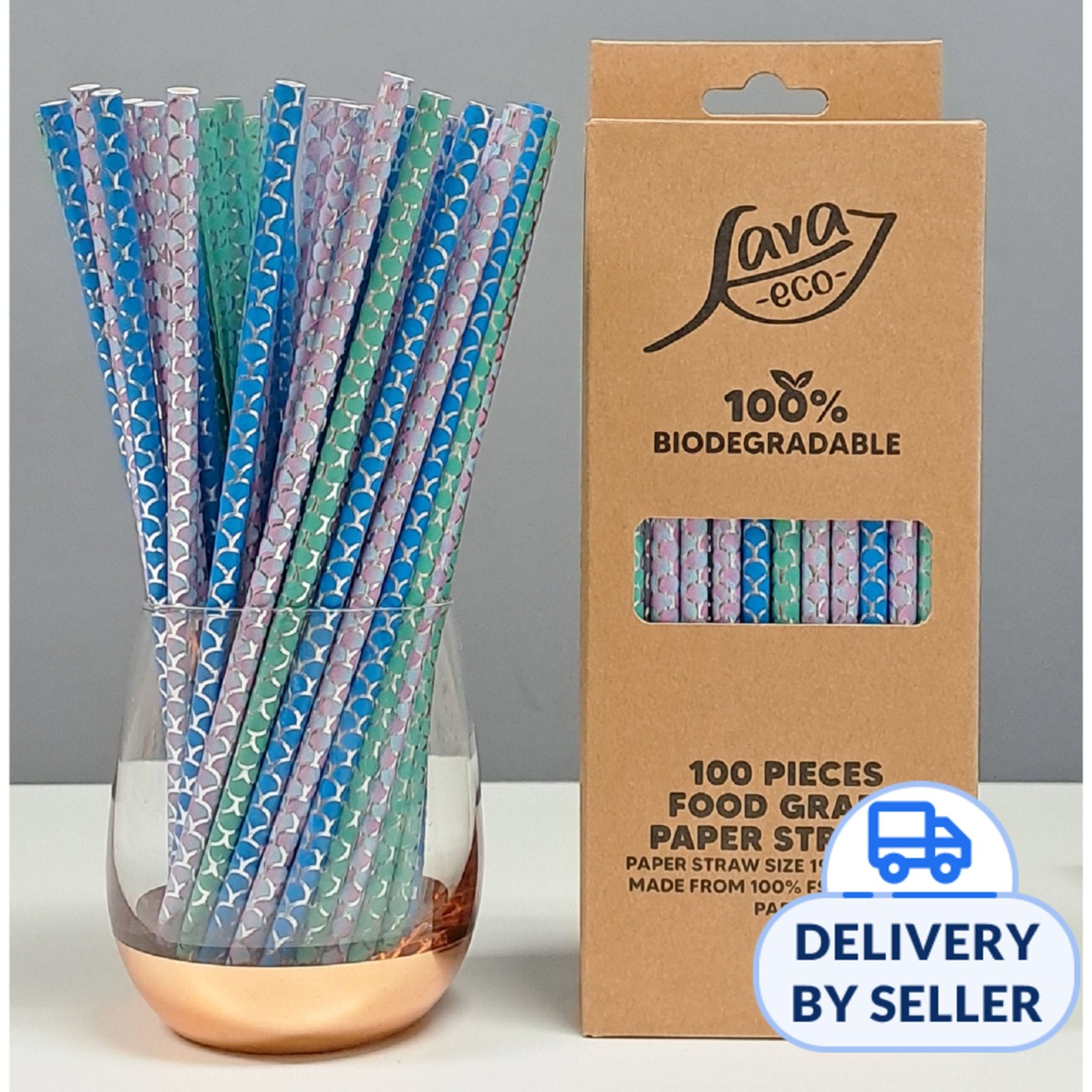 LAVA ECO Shiny Mermaid Scale Drinking Paper Straw EcoFriendly | NTUC ...