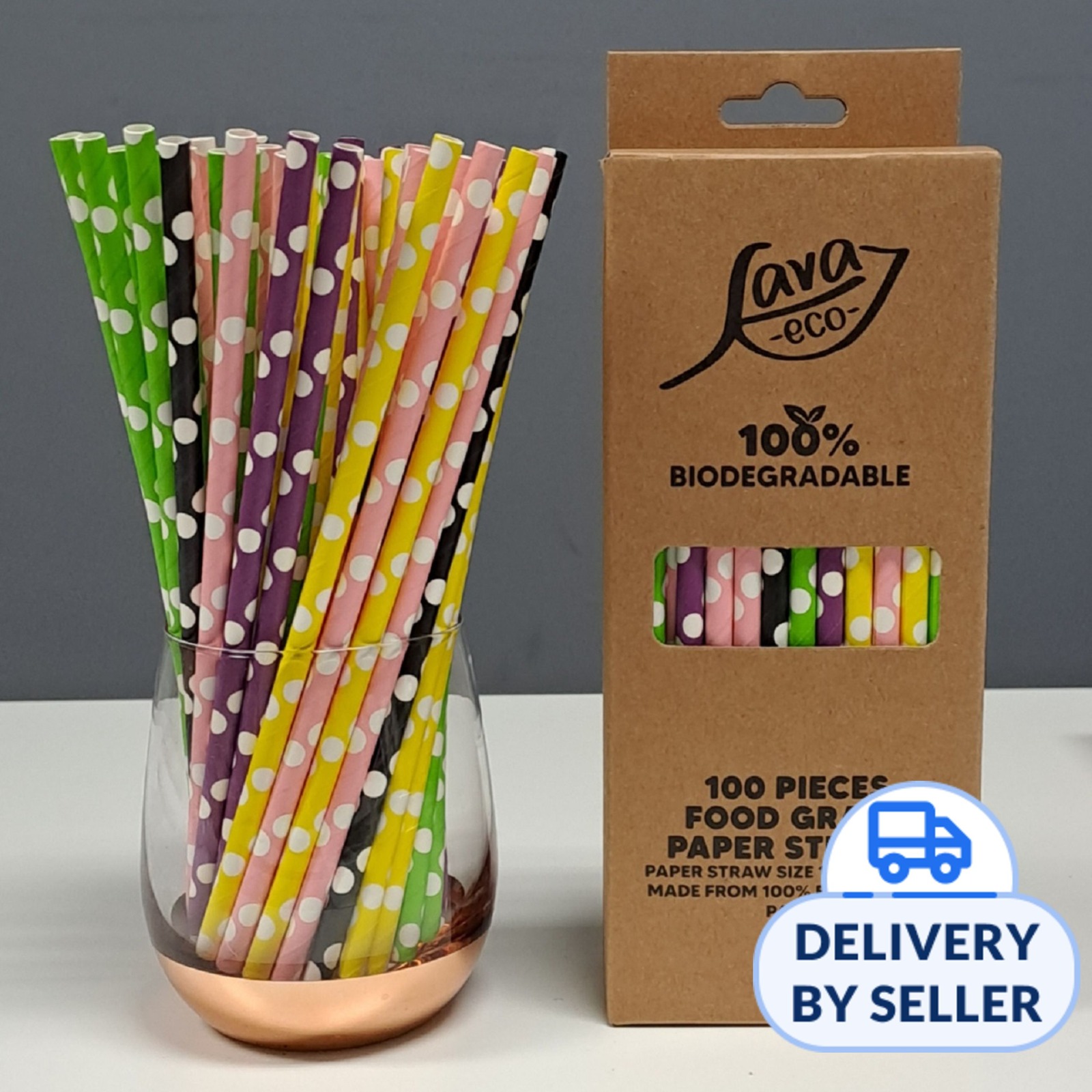 LAVA ECO Colorful Circle 2 Drinking Paper Straws Eco-Friendly | NTUC ...