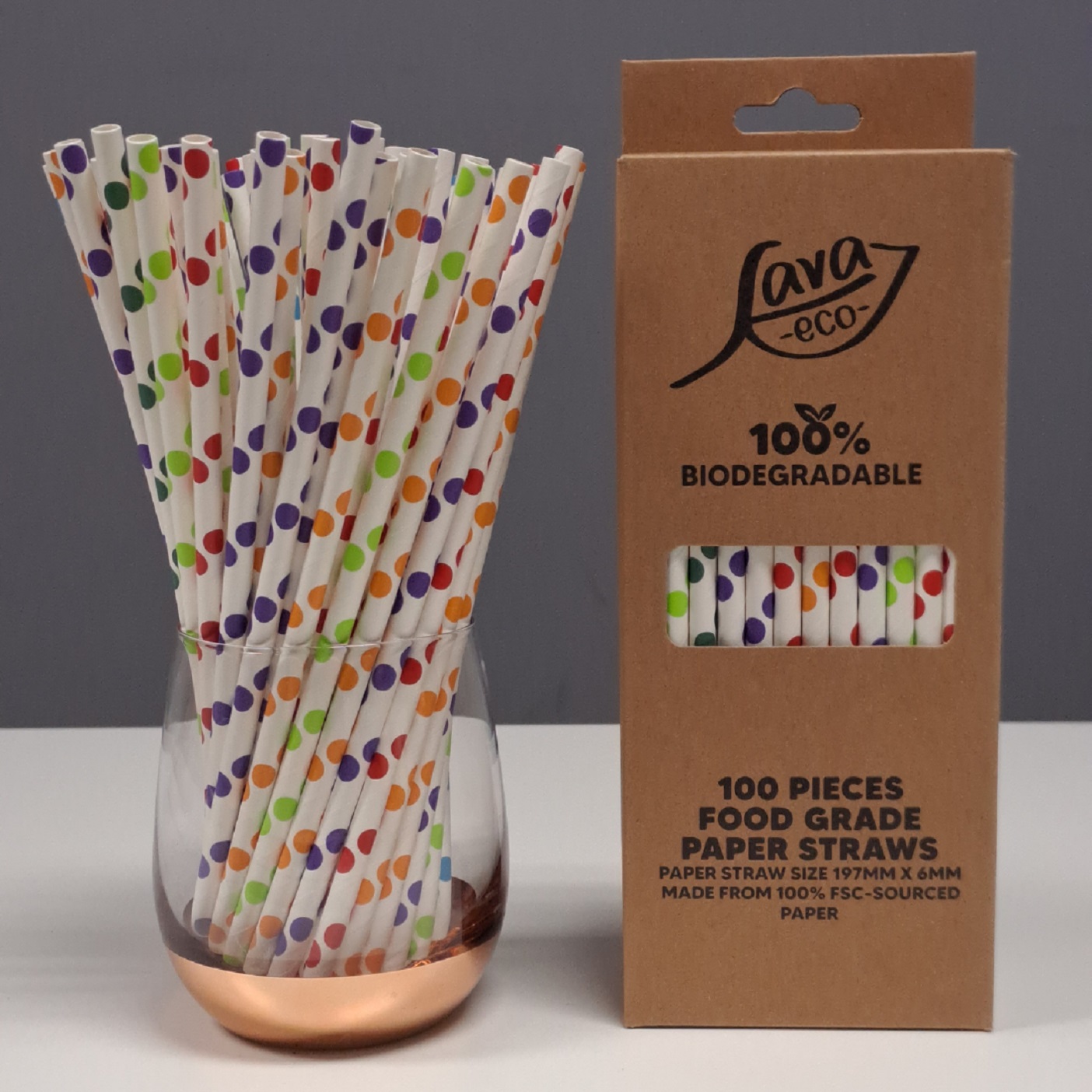 LAVA ECO Colorful Circle 1 Drinking Paper Straws Eco-Friendly | NTUC ...