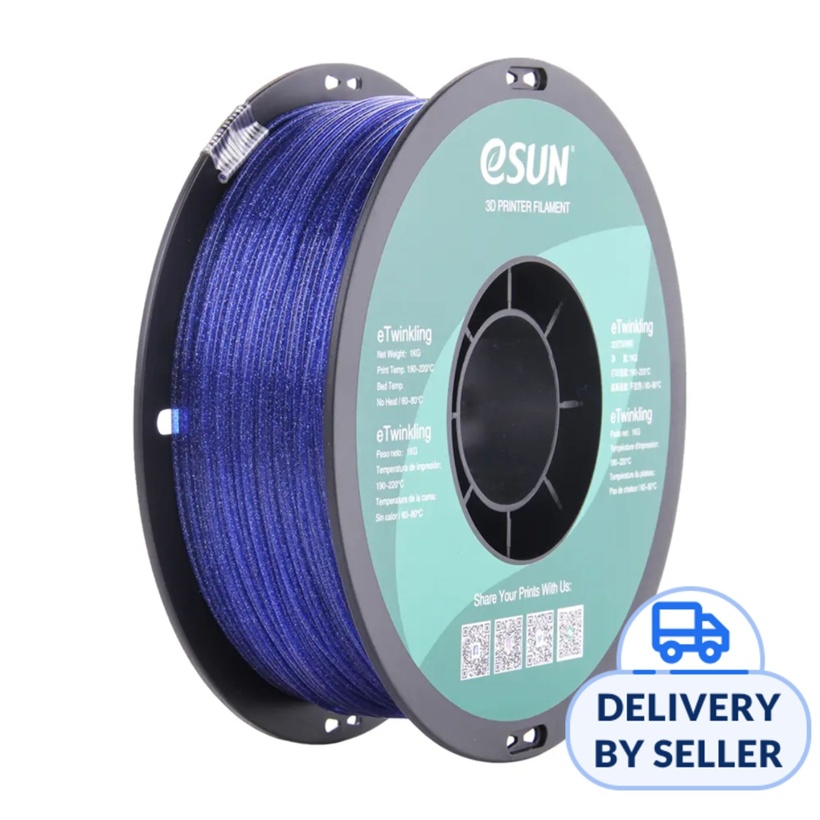 eSun PLA eTwinkling 1.75mm 1KG 3D Printer Filament - Blue | NTUC FairPrice