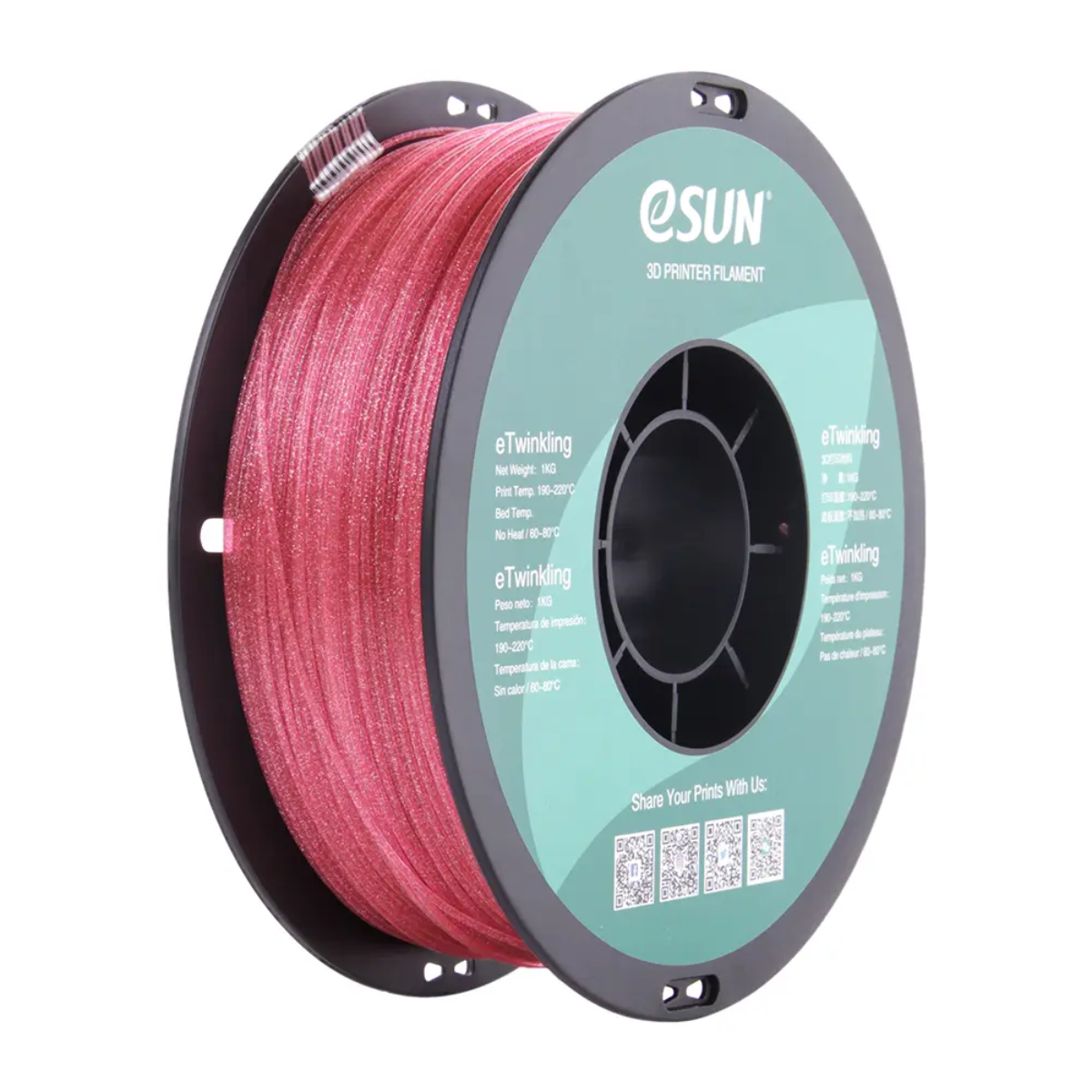 eSun PLA eTwinkling 1.75mm 1KG 3D Printer Filament - Pink | NTUC FairPrice