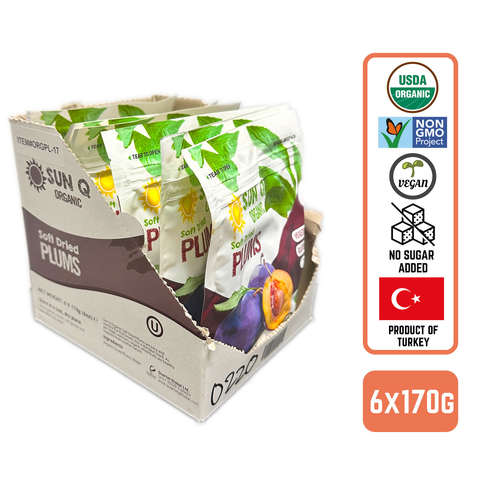 SunQ Organic Soft Dried Prunes, 170g (6 Packets/Case) | NTUC FairPrice