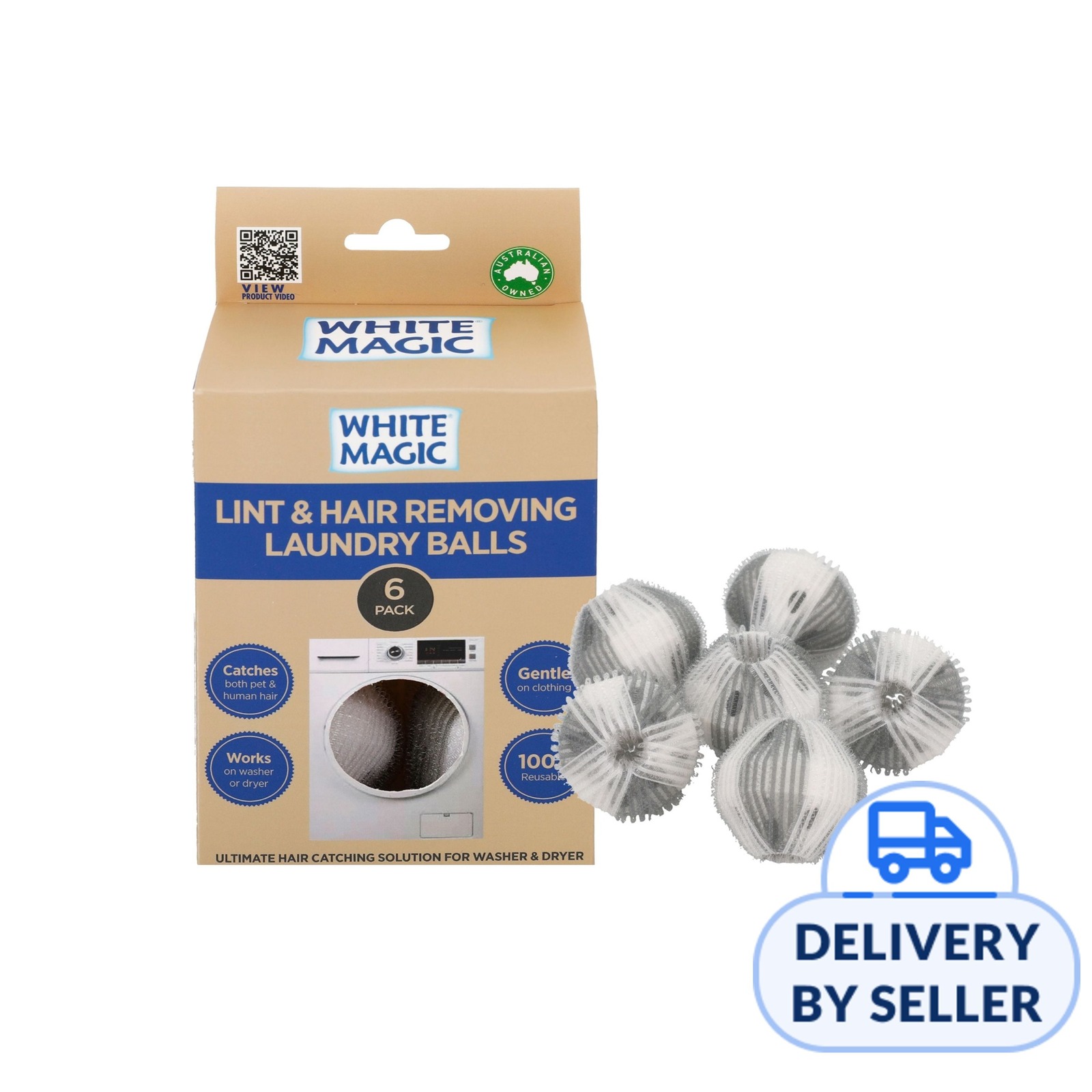 White Magic Lint & Hair Removing Laundry Balls Reusable | NTUC FairPrice