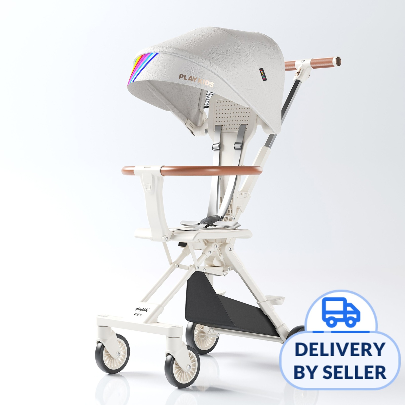 Playkids Easi 2 Way Baby Cabin Stroller - White Rainbow | NTUC FairPrice