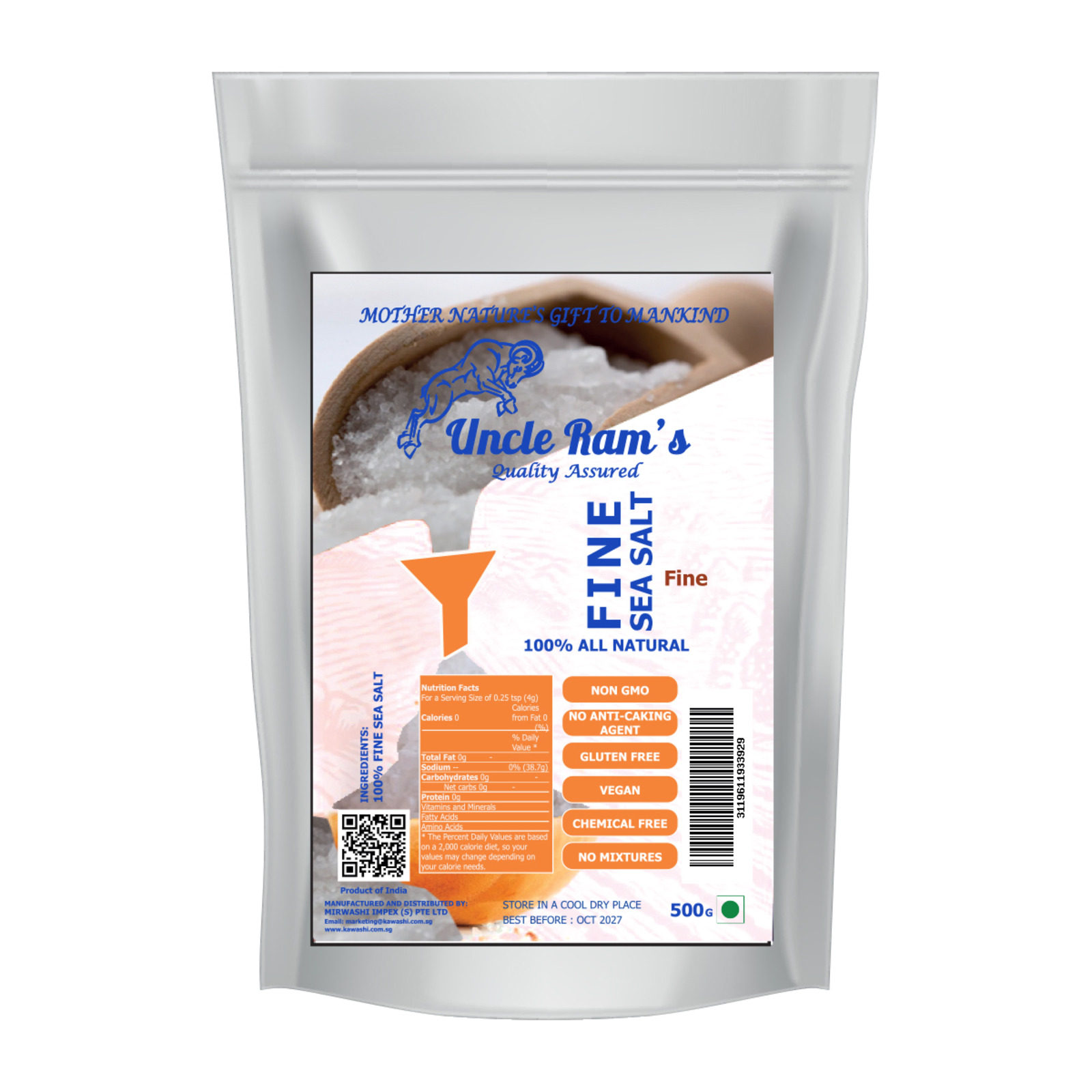 Uncle Ram's White Sea Salt - Fine | NTUC FairPrice