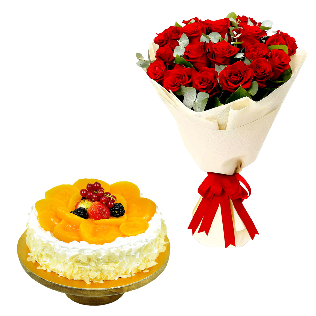 FNP Fruit Cake and Red Rose Bouquet | NTUC FairPrice