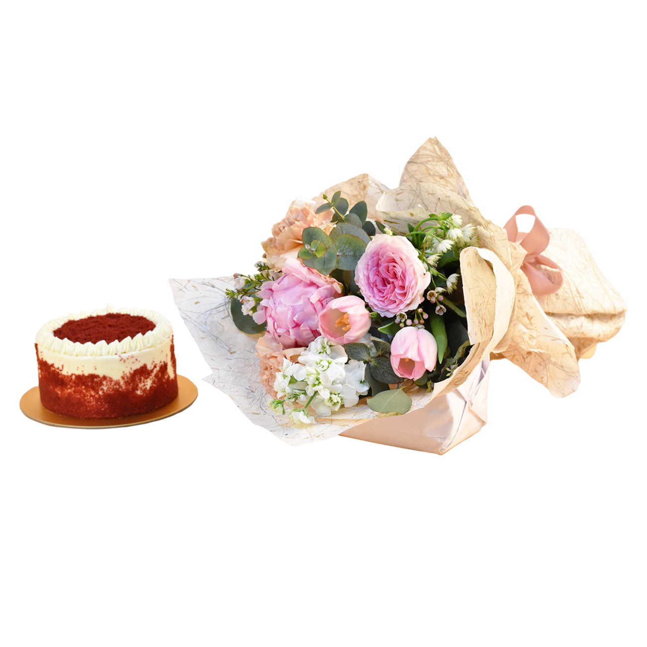 FNP Beautiful Mixed Flowers Bouquet & Red Velvet Cake | NTUC FairPrice