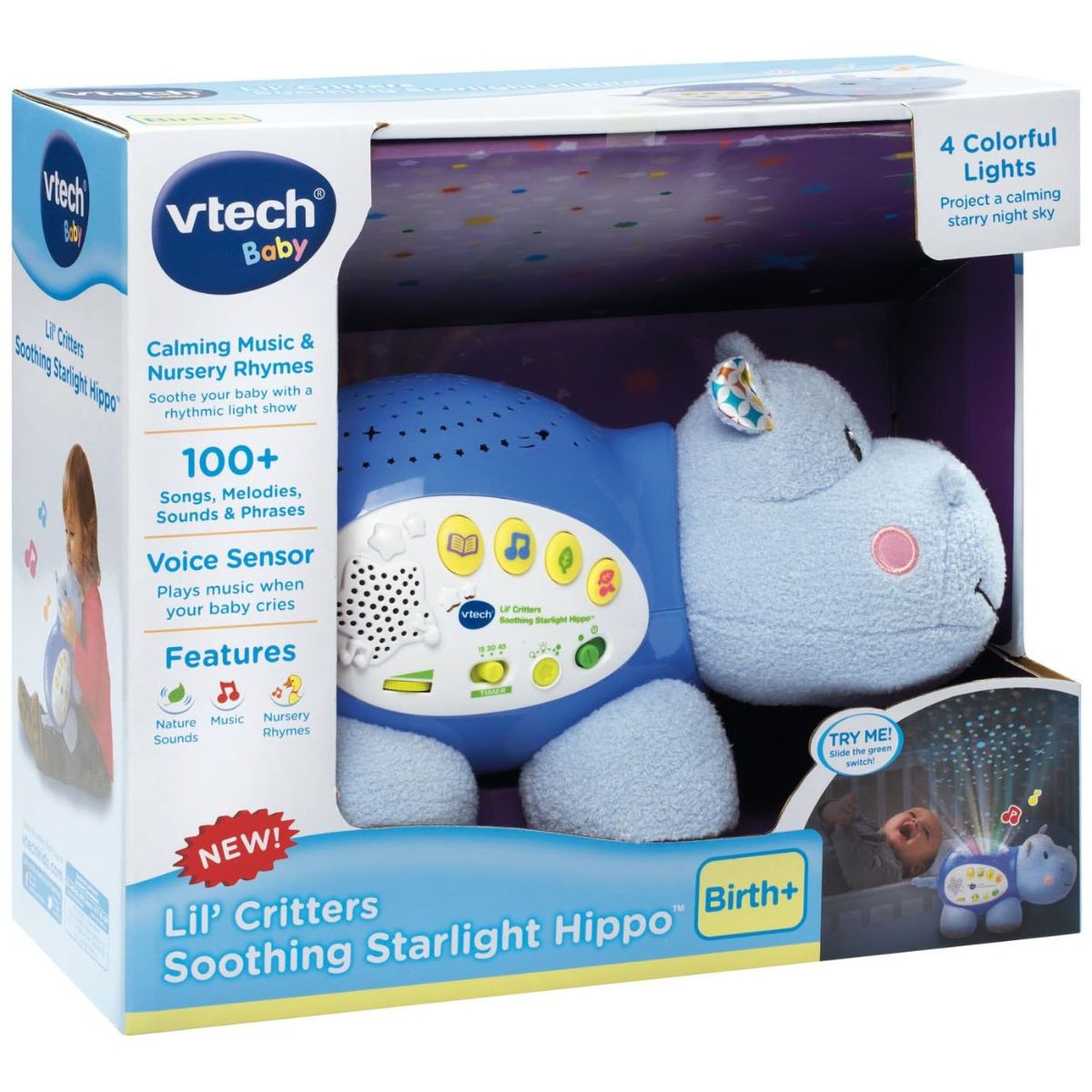 VTech Baby Little Critters Soothing Starlight Hippo | NTUC FairPrice