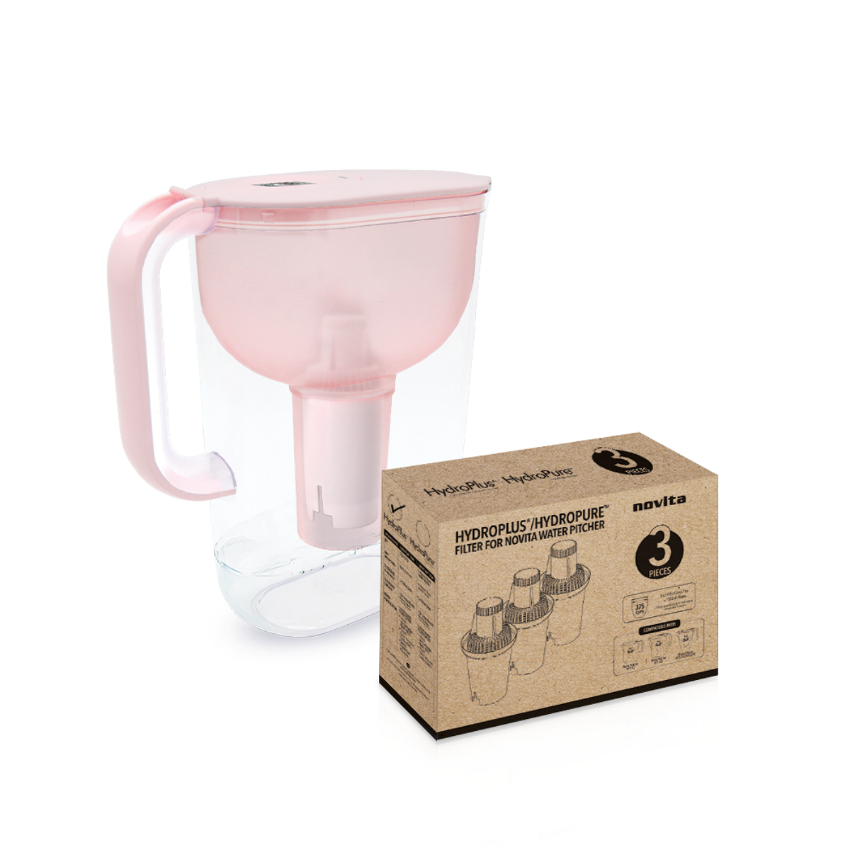 novita HydroPlus Water Pitcher NP100 Bundle - Rosa Pink | NTUC FairPrice