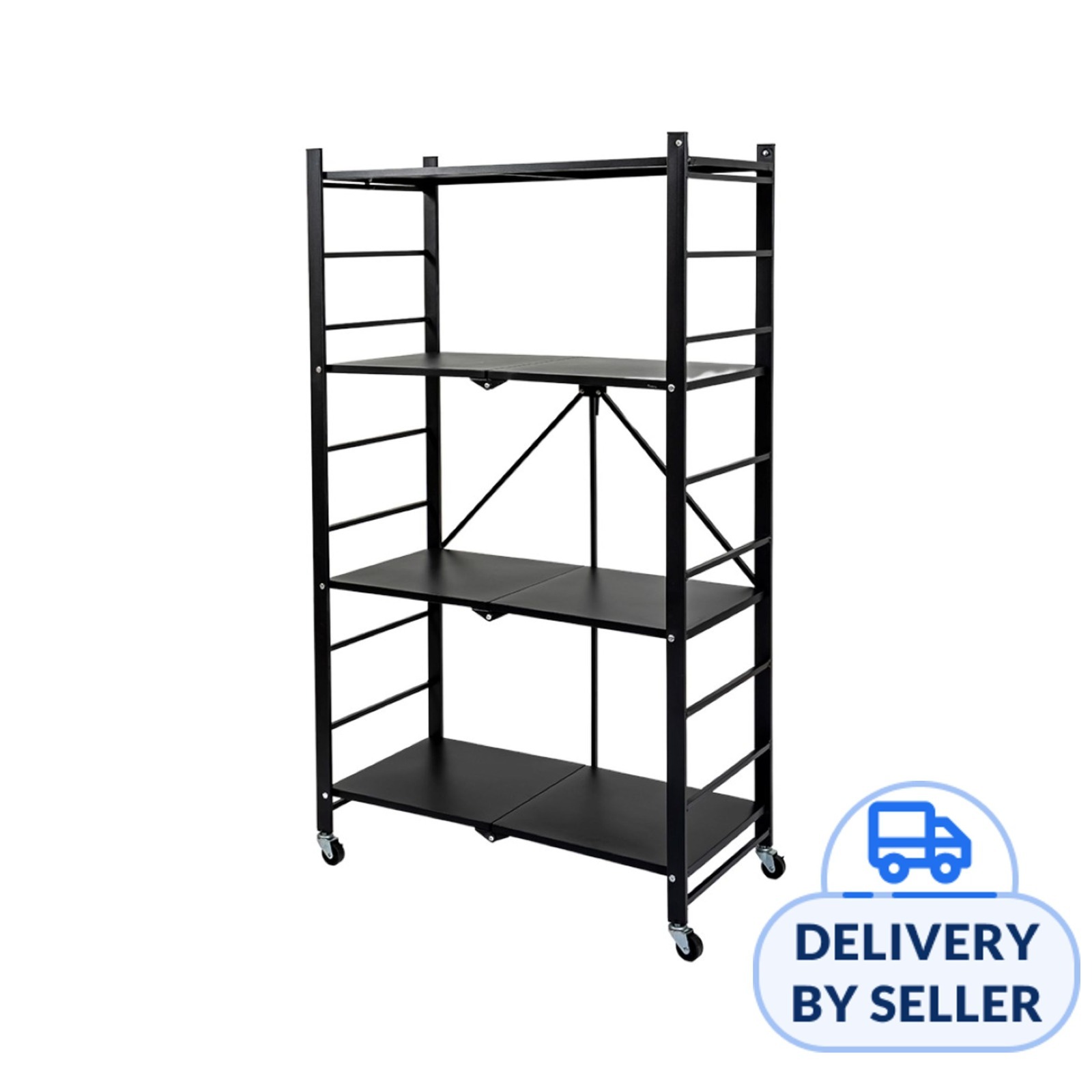 HOUZE - SLIM 4 Tier Parallel Foldable Storage Shelf (Black) | NTUC ...