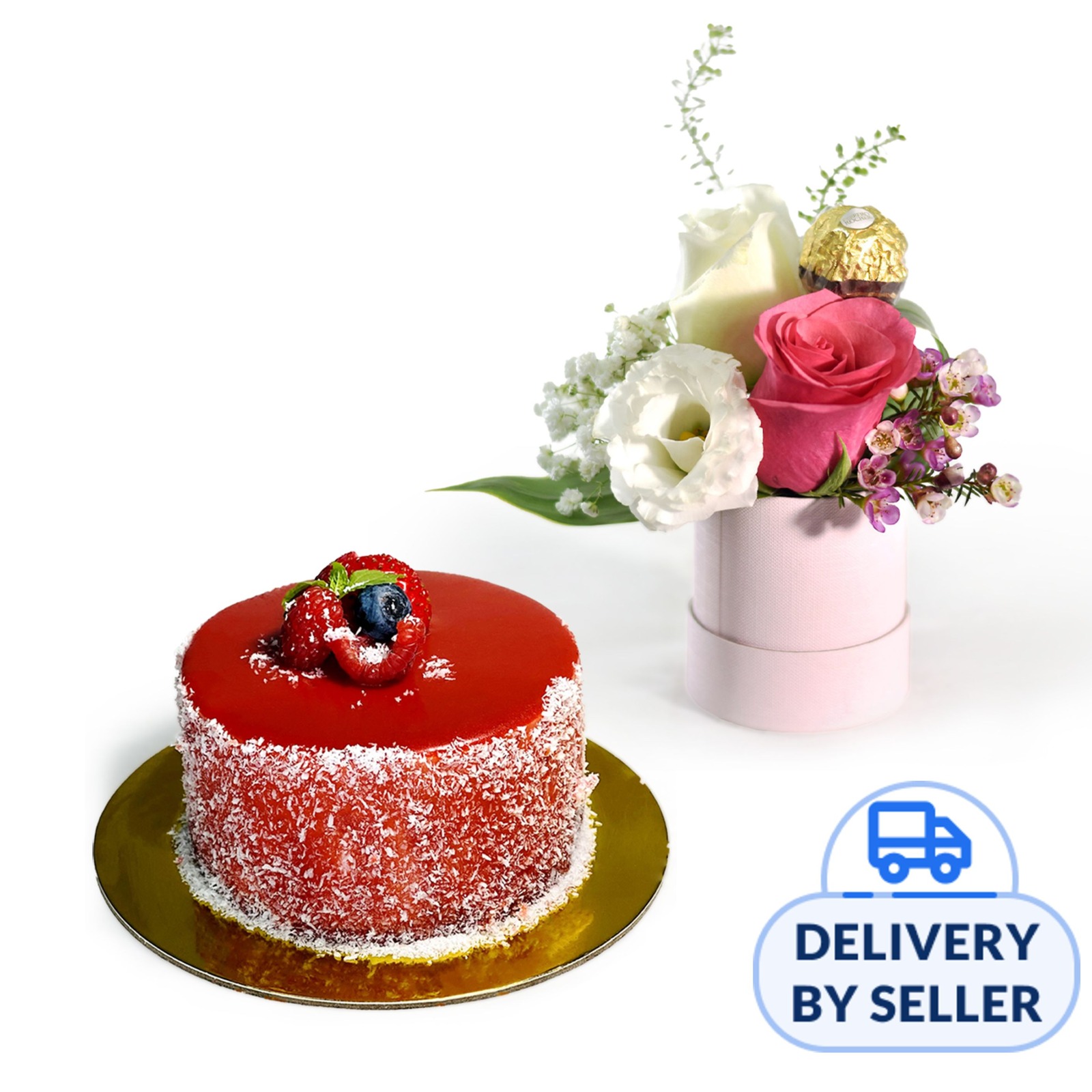 FNP Pink Roses With Rocher With Mini Mousse Cake | NTUC FairPrice