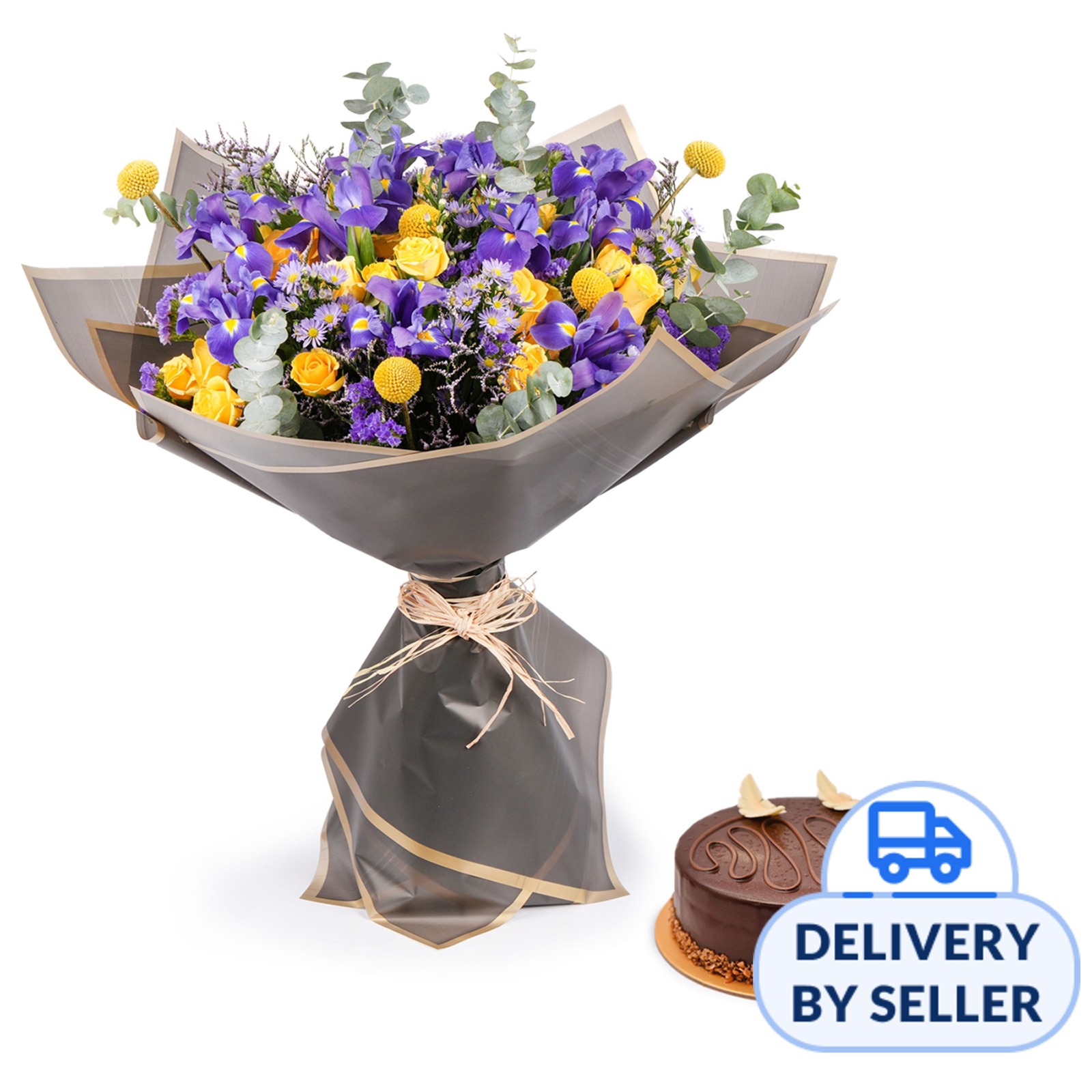 FNP Iris Flower Bouquet and Birthday Chocolate Cake | NTUC FairPrice