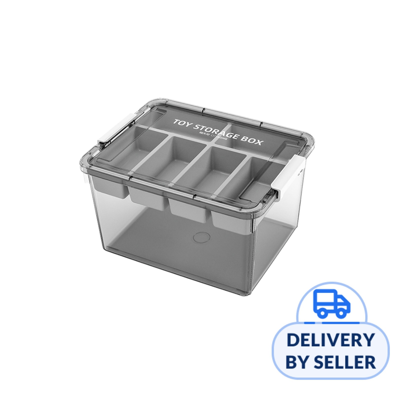 Citylife 16L Storage Box With Extra Compartment Tray - Space Grey ...