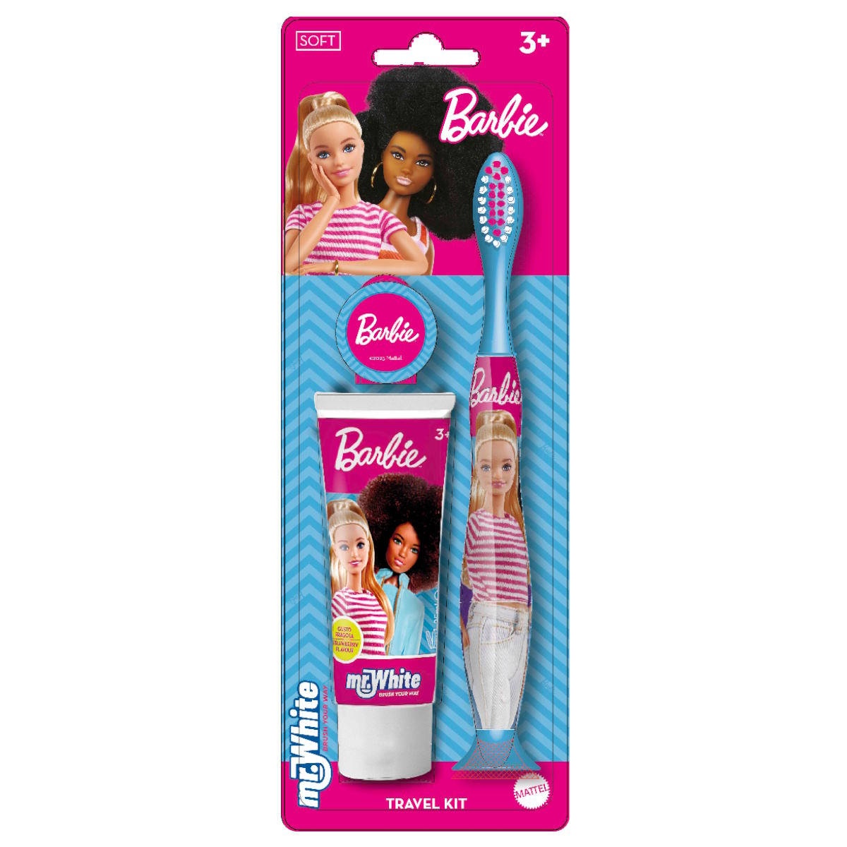 Mr White Barbie Travel Kit Toothbrush With Toothpaste | NTUC FairPrice