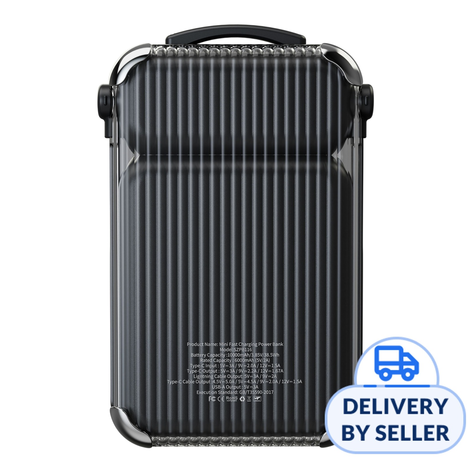 Skyzer Dual Cable Fast Charging Power Bank 10000Mah, Black | NTUC FairPrice