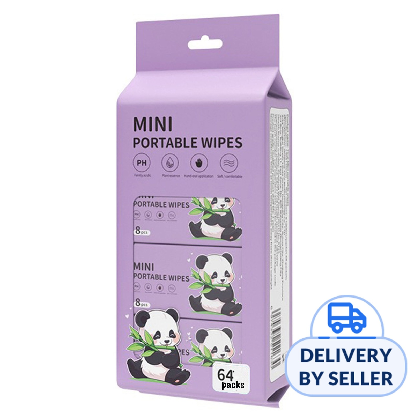 Mini Portable Wet Wipes (Panda) - Purple | NTUC FairPrice