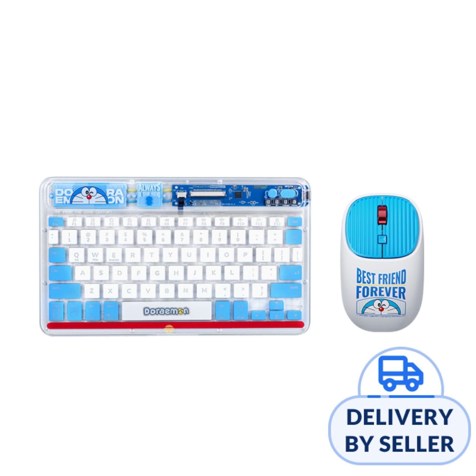 Doraemon Transparent Wireless Keyboard and Mouse Set | NTUC FairPrice