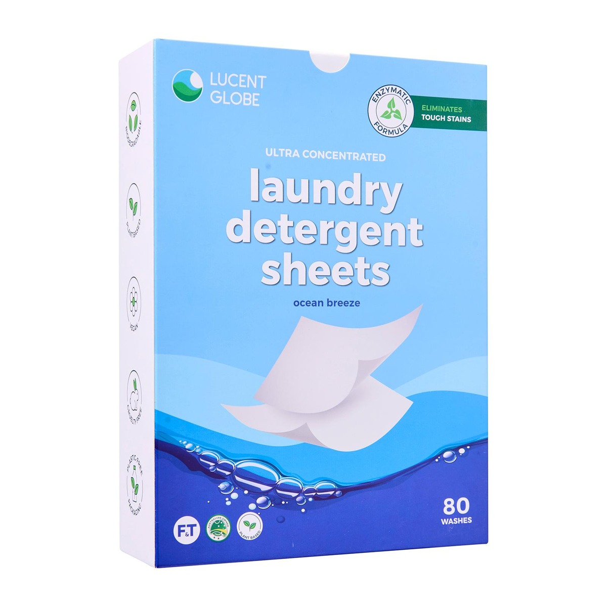 Lucent Globe Ocean Breeze Laundry Detergent - 80 Sheets | NTUC FairPrice