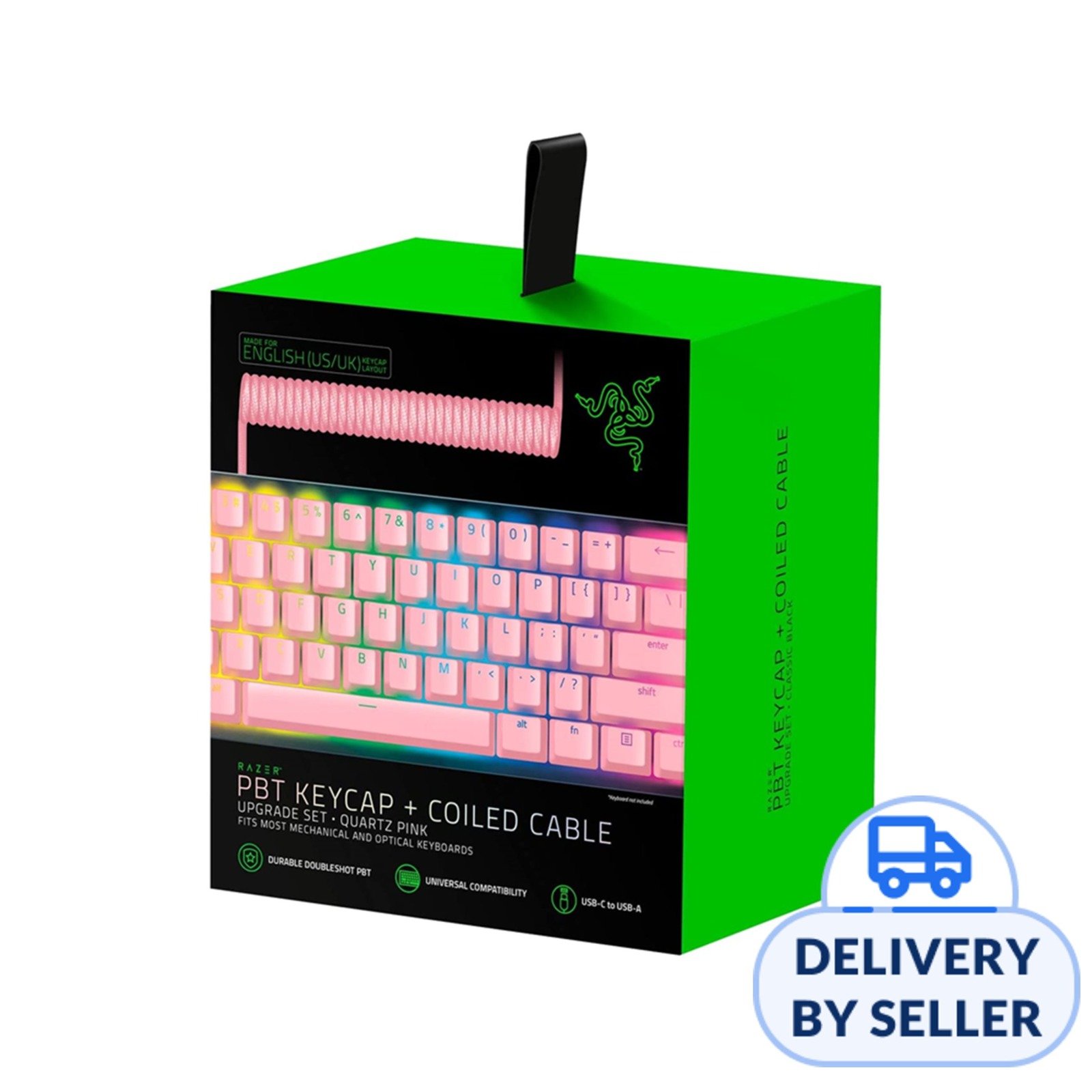 Razer PBT Keycap + Coiled Cable Upgrade Set - Quartz Pink | NTUC FairPrice