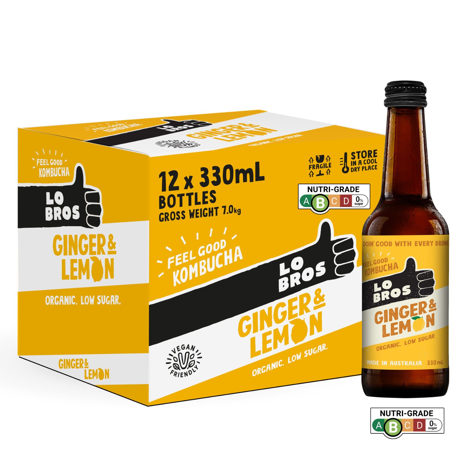 Lo Bros Organic Kombucha - Ginger & Lemon | NTUC FairPrice