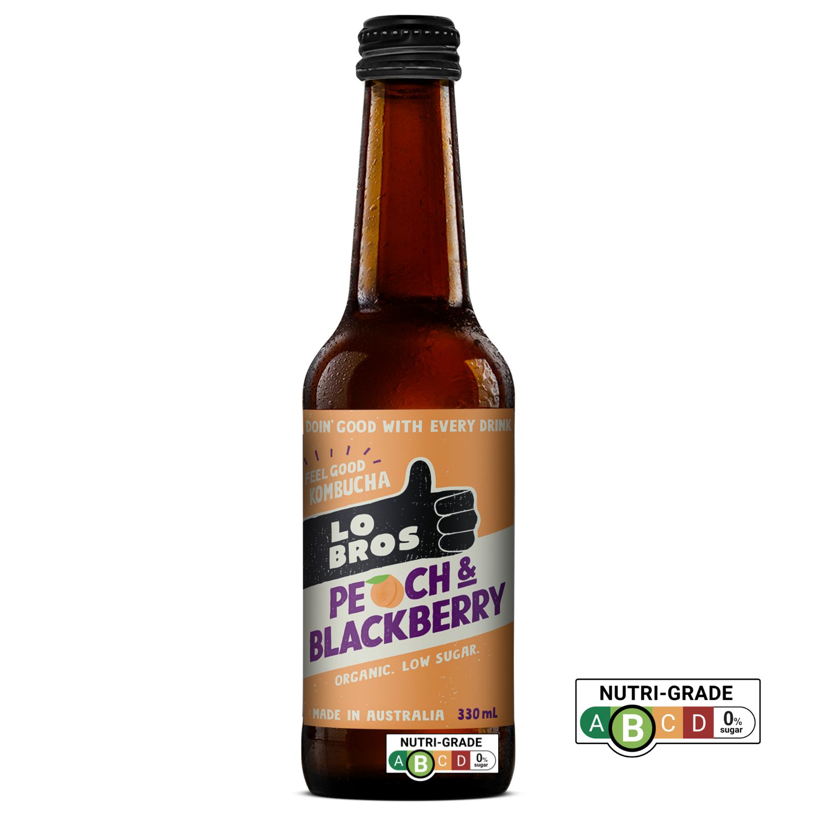 Lo Bros Organic Kombucha - Peach & Blackberry | NTUC FairPrice