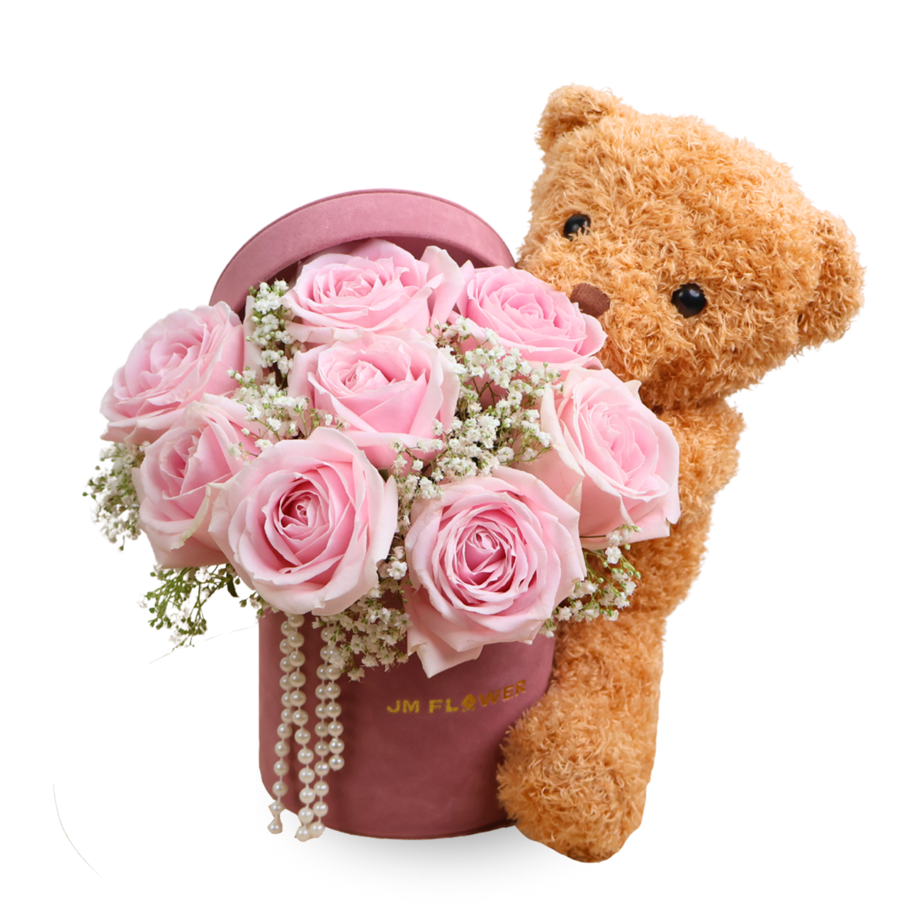 JM Flower Pink Bliss (8 Roses) - Valentine Flower Box | NTUC FairPrice