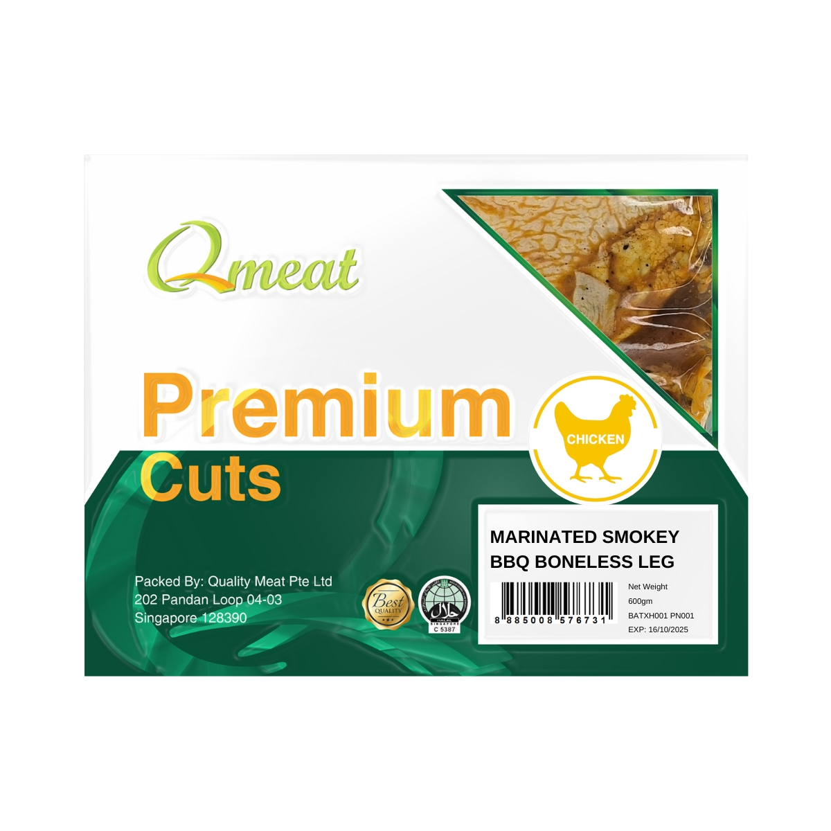 Qmeat Chicken Boneless Leg - Smokey BBQ (Frozen) | NTUC FairPrice