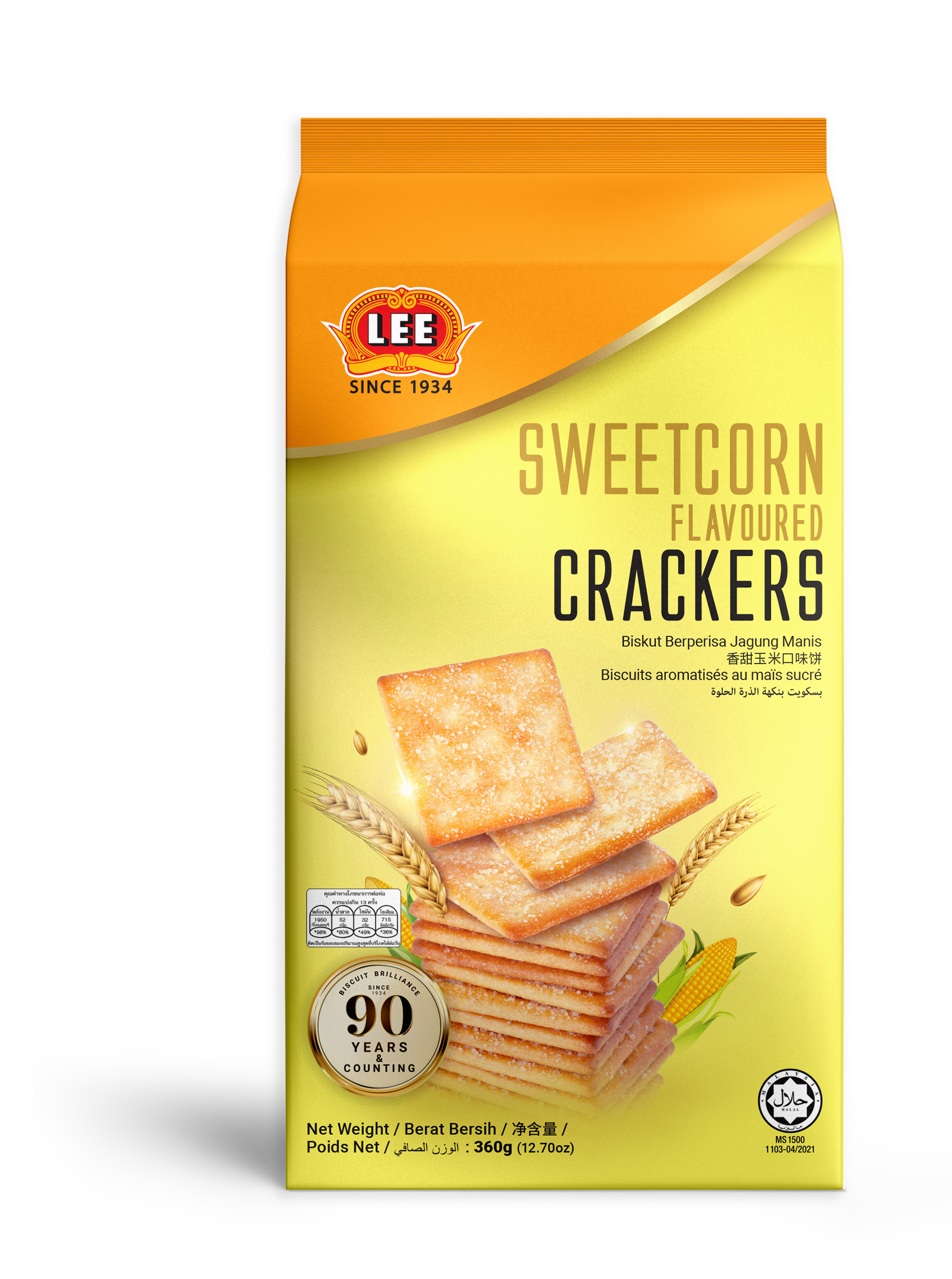 Lee Sweet Corn Flavoured Biscuits 360g | NTUC FairPrice