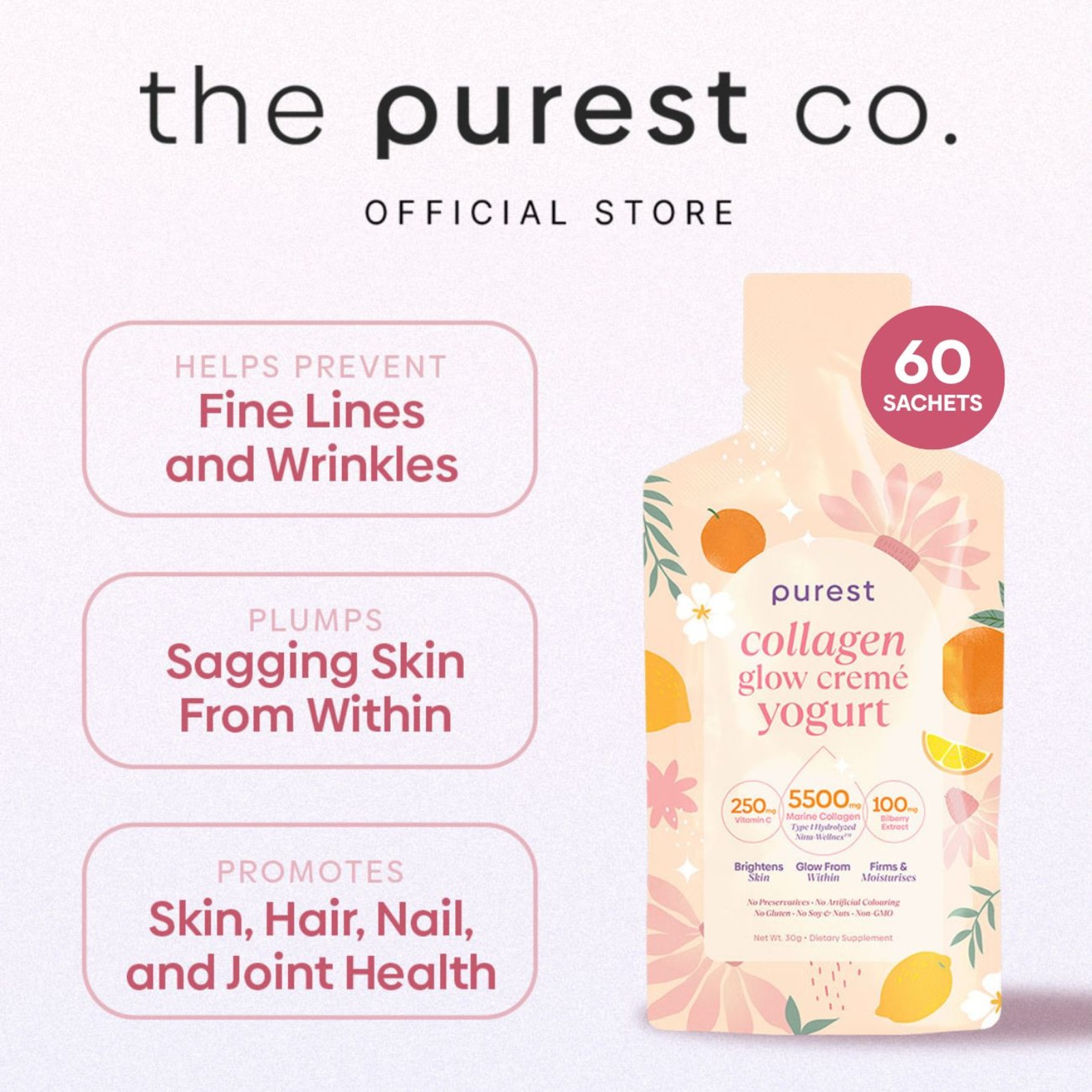 The Purest Co Collagen Glow Creme Yogurt | NTUC FairPrice