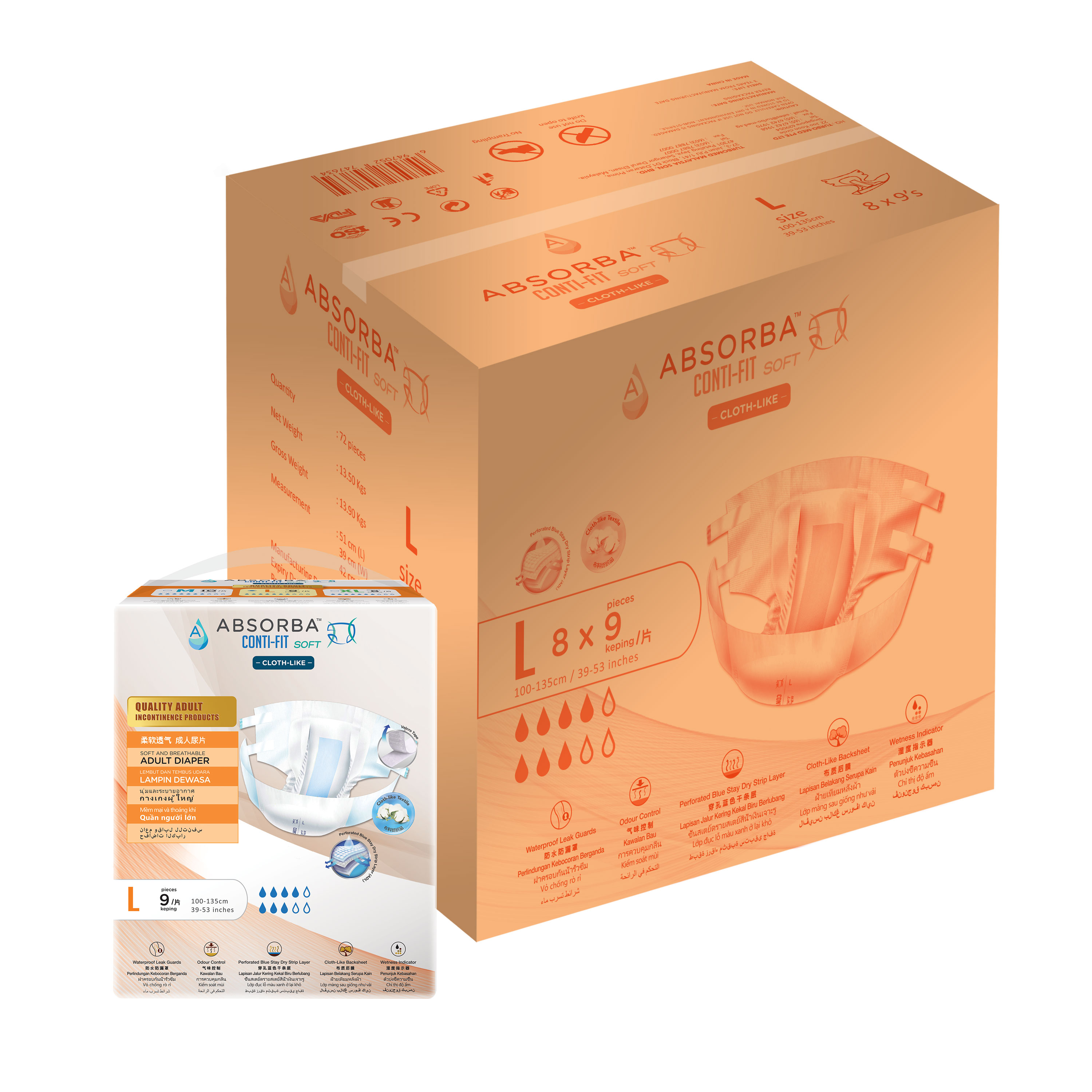 Absorba Conti Fit Soft Adult Diapers - L | NTUC FairPrice