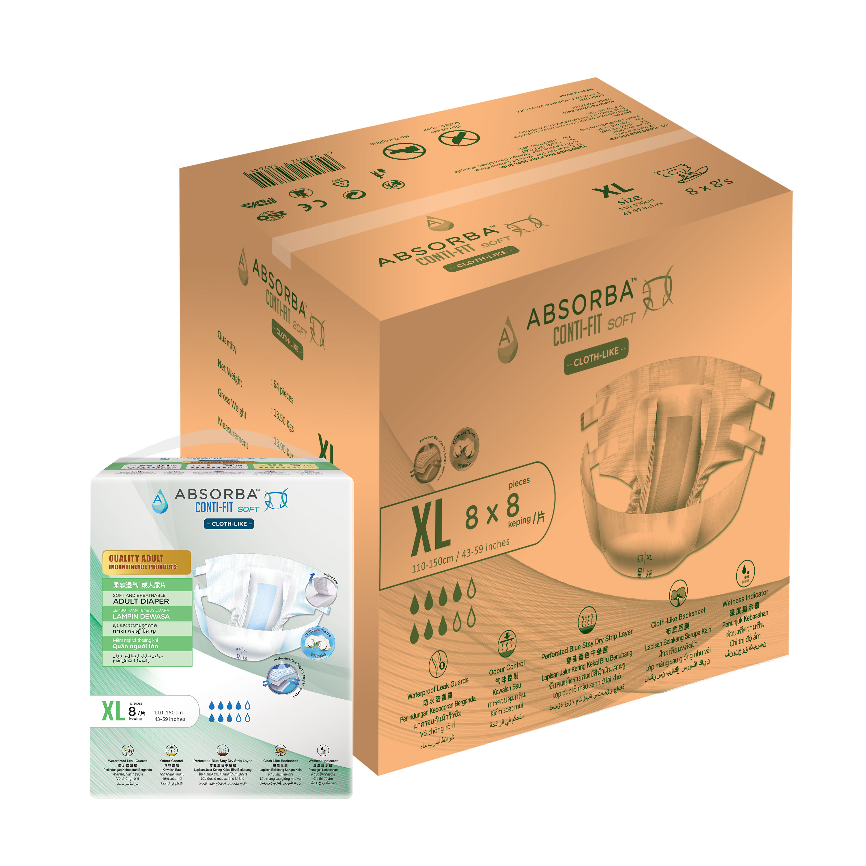 Absorba Conti Fit Soft Adult Diapers - XL | NTUC FairPrice