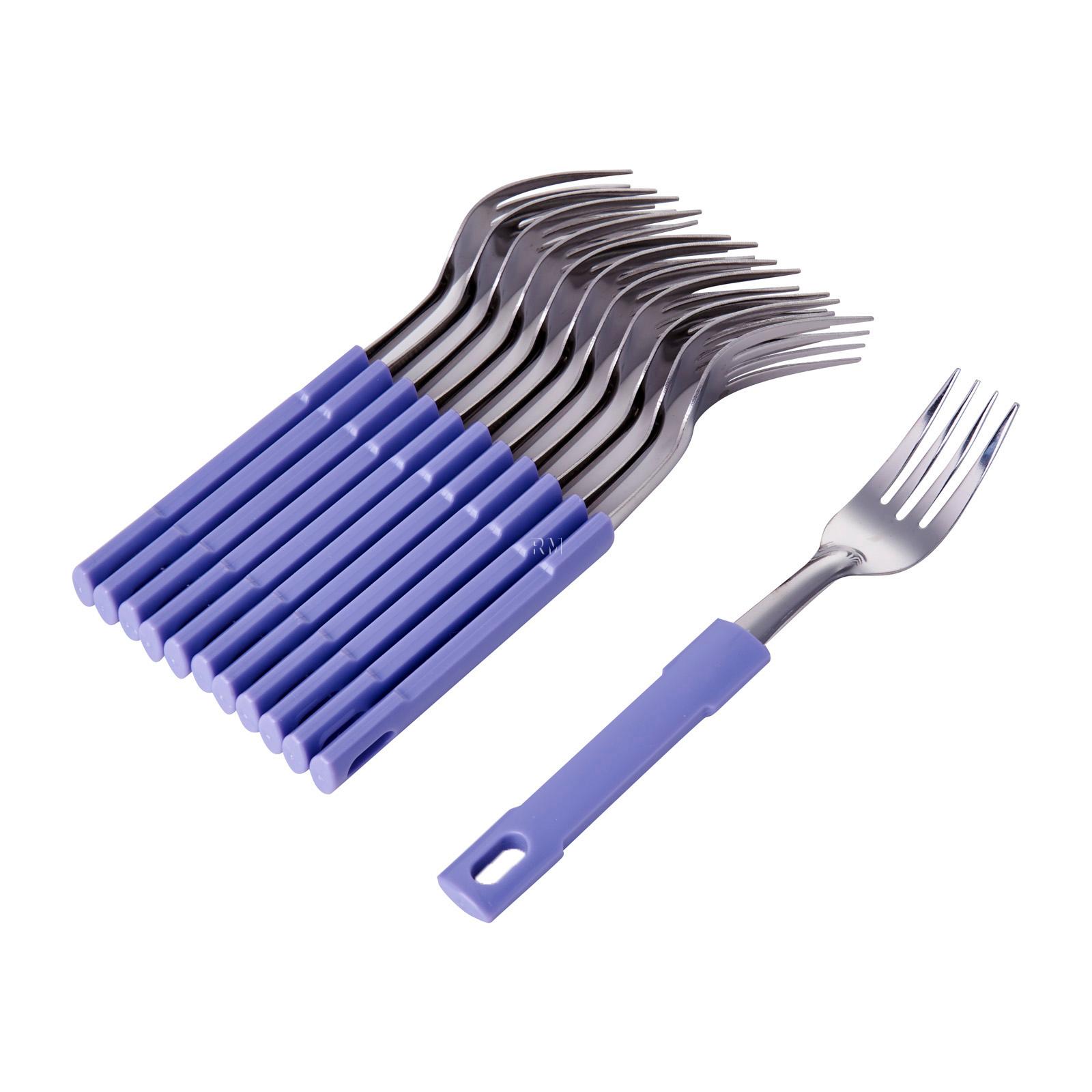 Poo Lee Stainless Steel Dessert Fork (Purple) 12Pcs Set | NTUC FairPrice