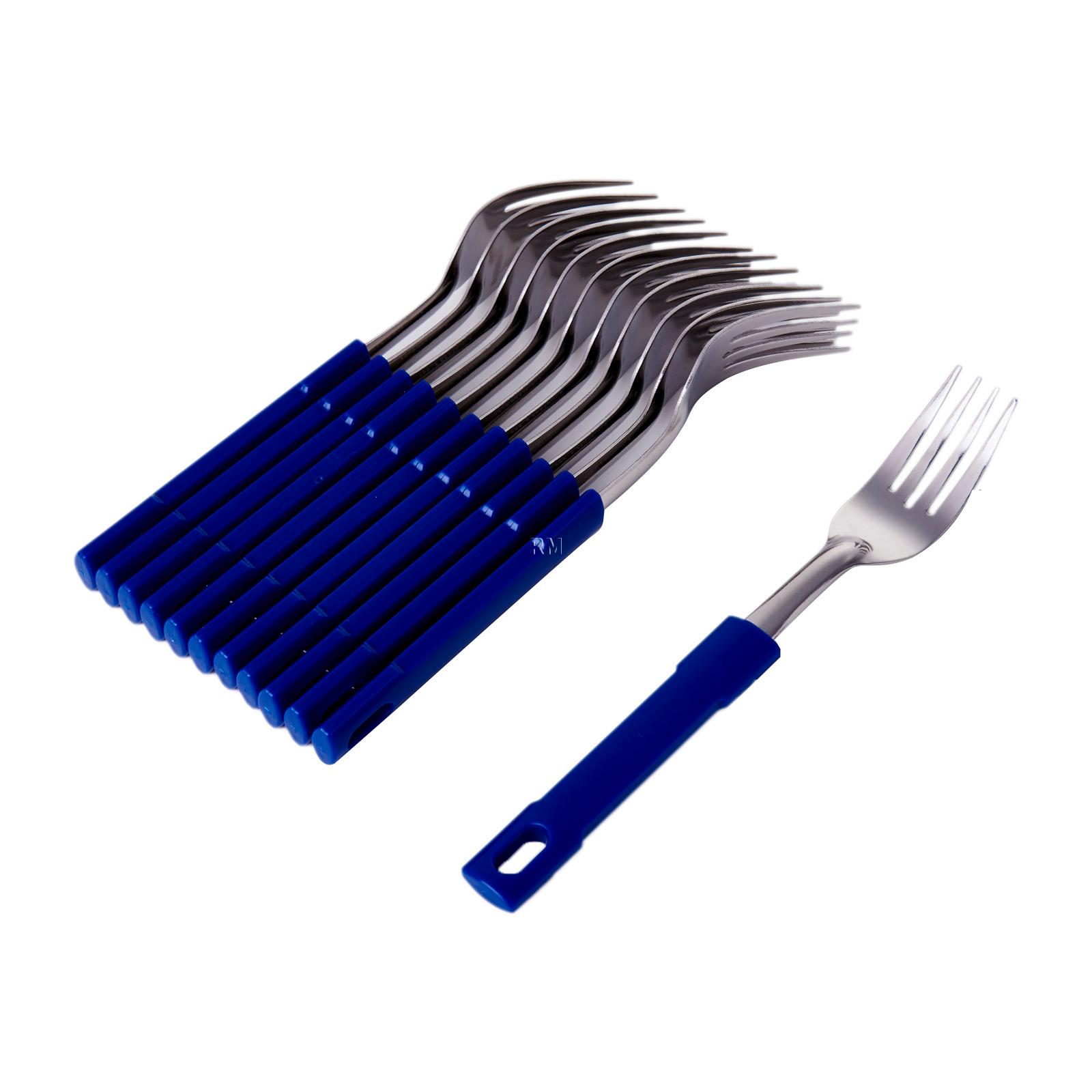 Poo Lee Stainless Steel Dessert Fork (Dark Blue) 12Pcs Set | NTUC FairPrice