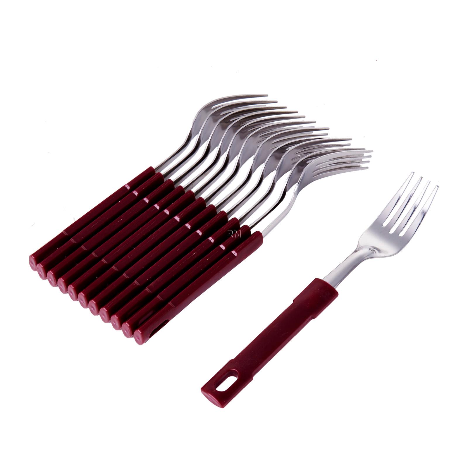 Poo Lee Stainless Steel Dessert Fork (Brown) 12Pcs Set | NTUC FairPrice
