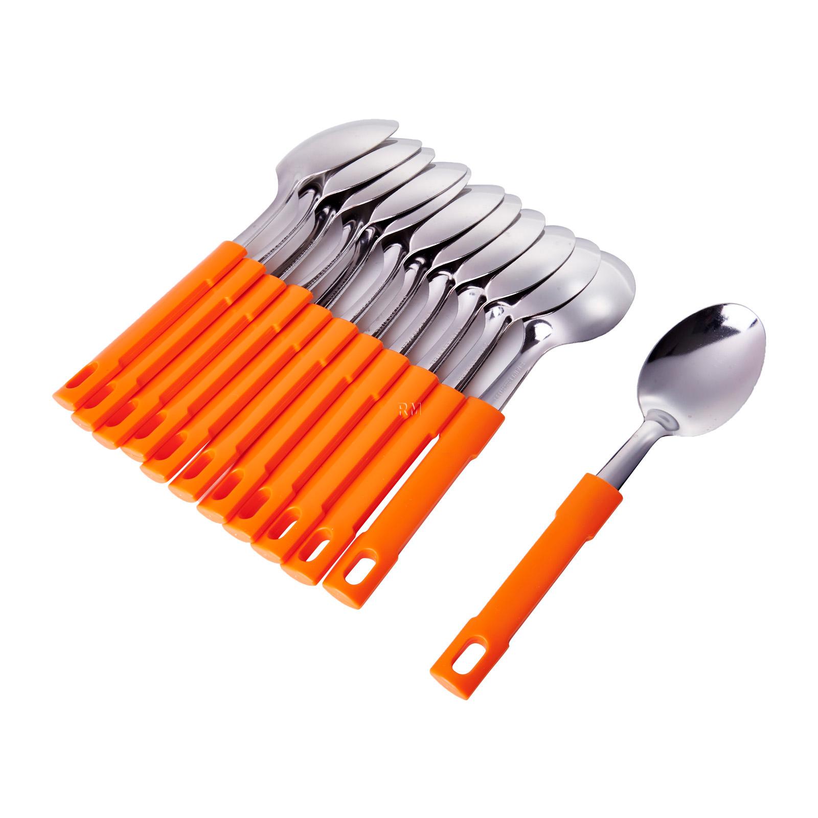 Poo Lee Stainless Steel Dessert Spoon (Orange) 12Pcs Set | NTUC FairPrice