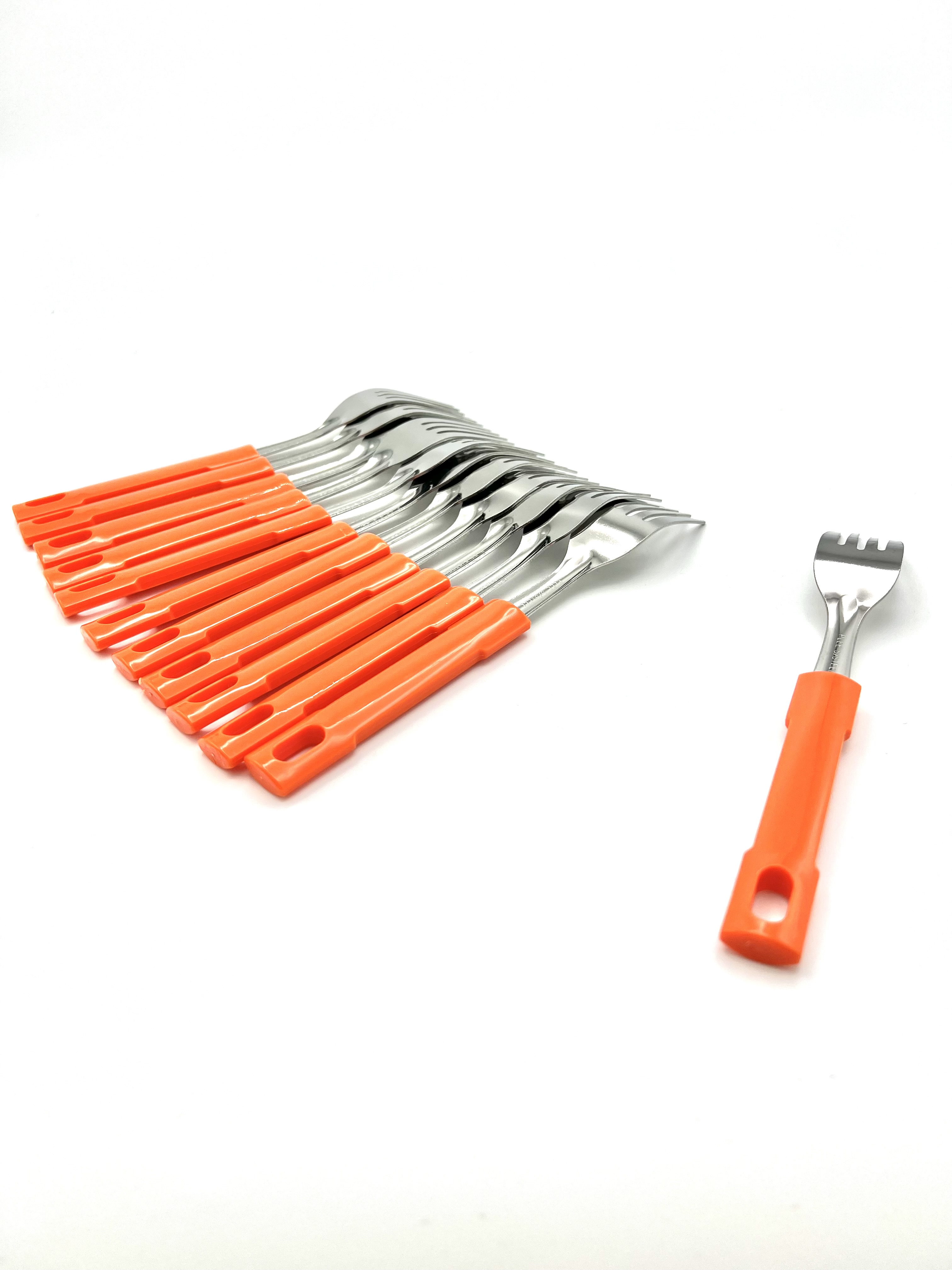 Poo Lee Stainless Steel Dessert Fork (Orange) 12Pcs Set | NTUC FairPrice