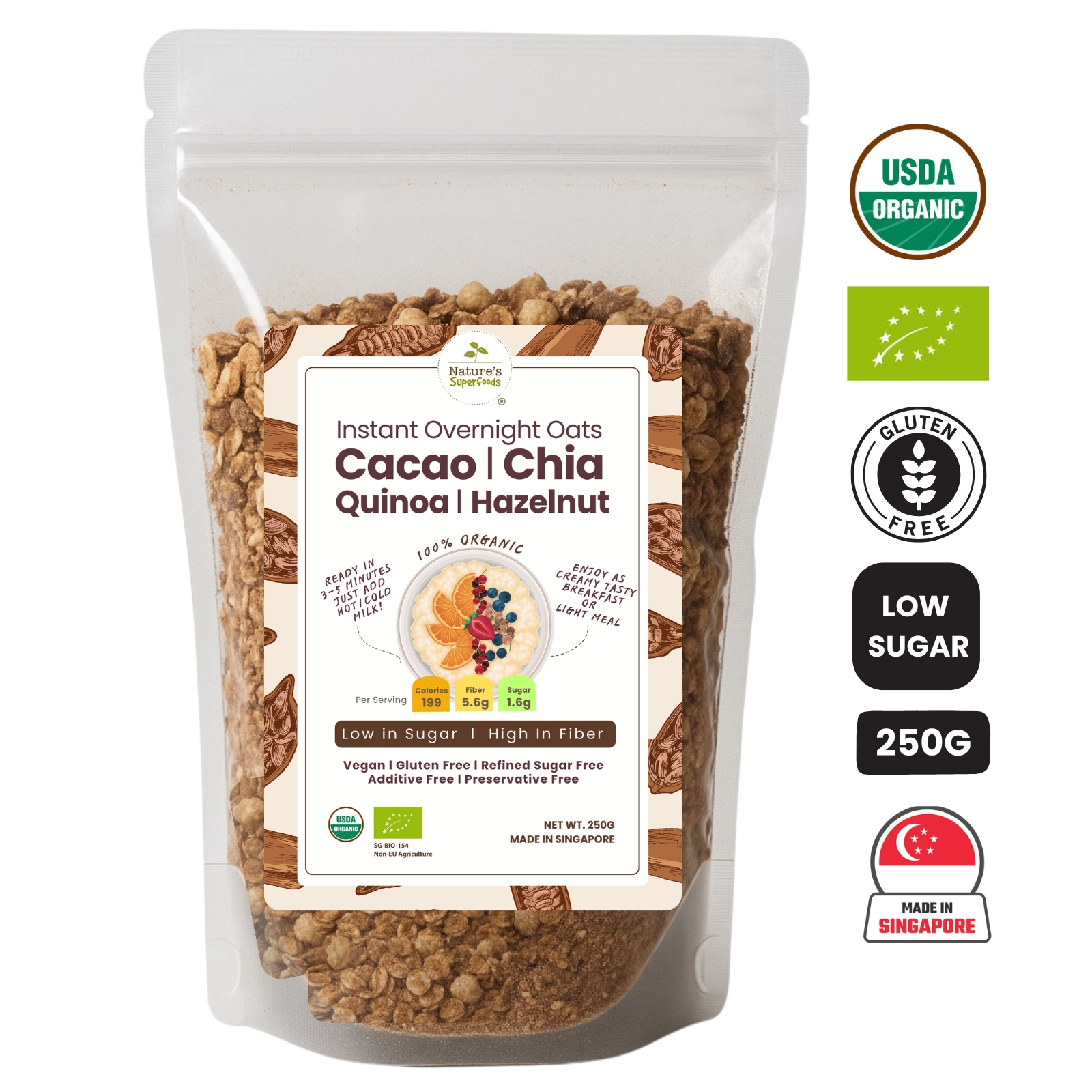 Nature's Superfoods Organic Instant Overnight Oats - Hazelnut | NTUC ...