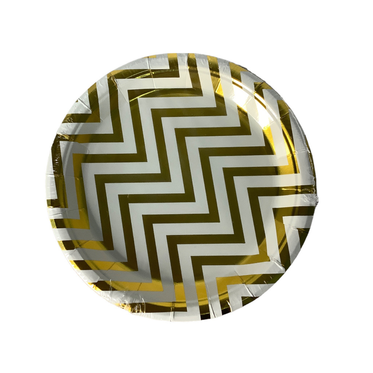 Partyforte Disposable Tableware Paper Plate-Chevron Gold (9") | NTUC ...