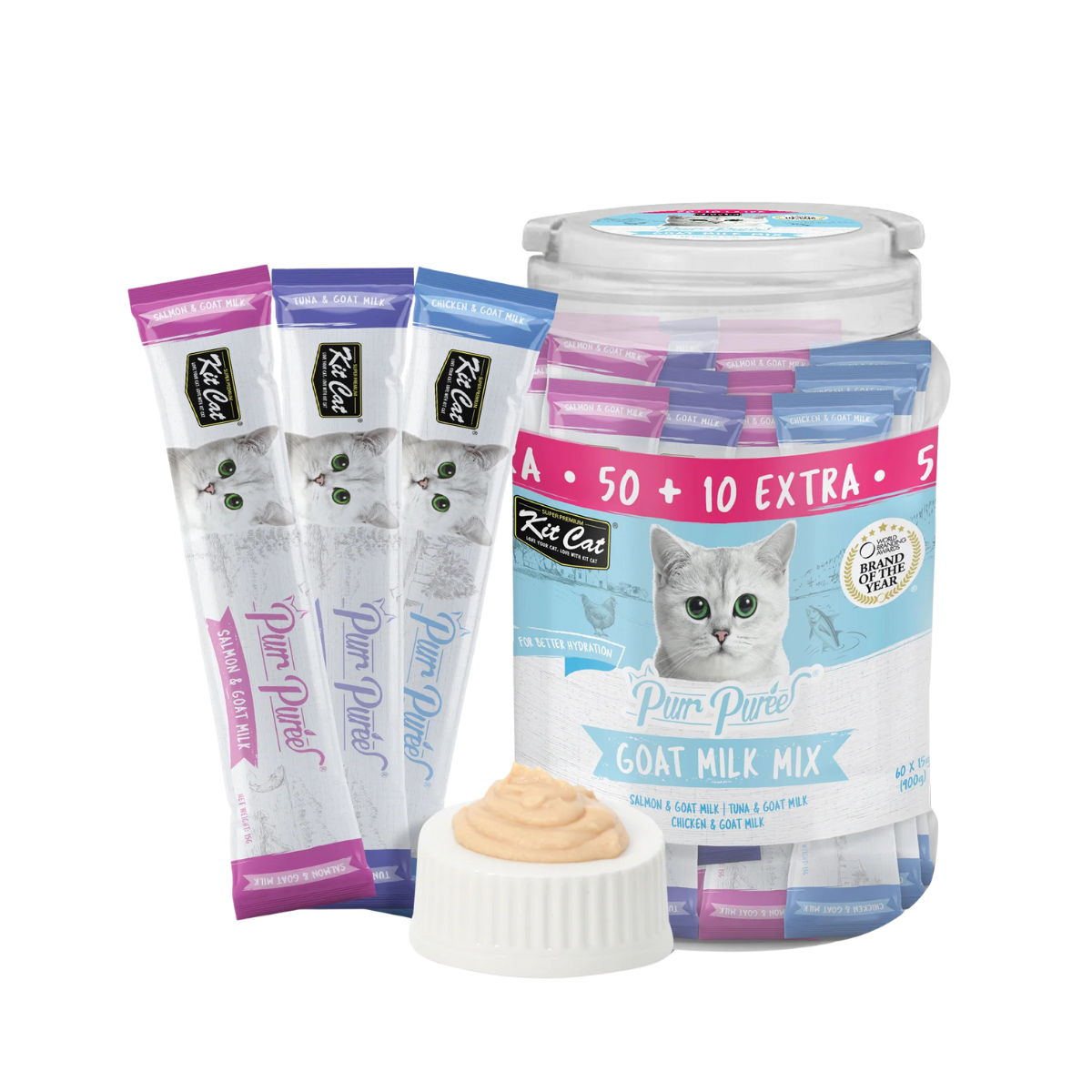 Kit Cat Purr Puree Liquid Treats for Cats - Goat Milk Mix | NTUC FairPrice