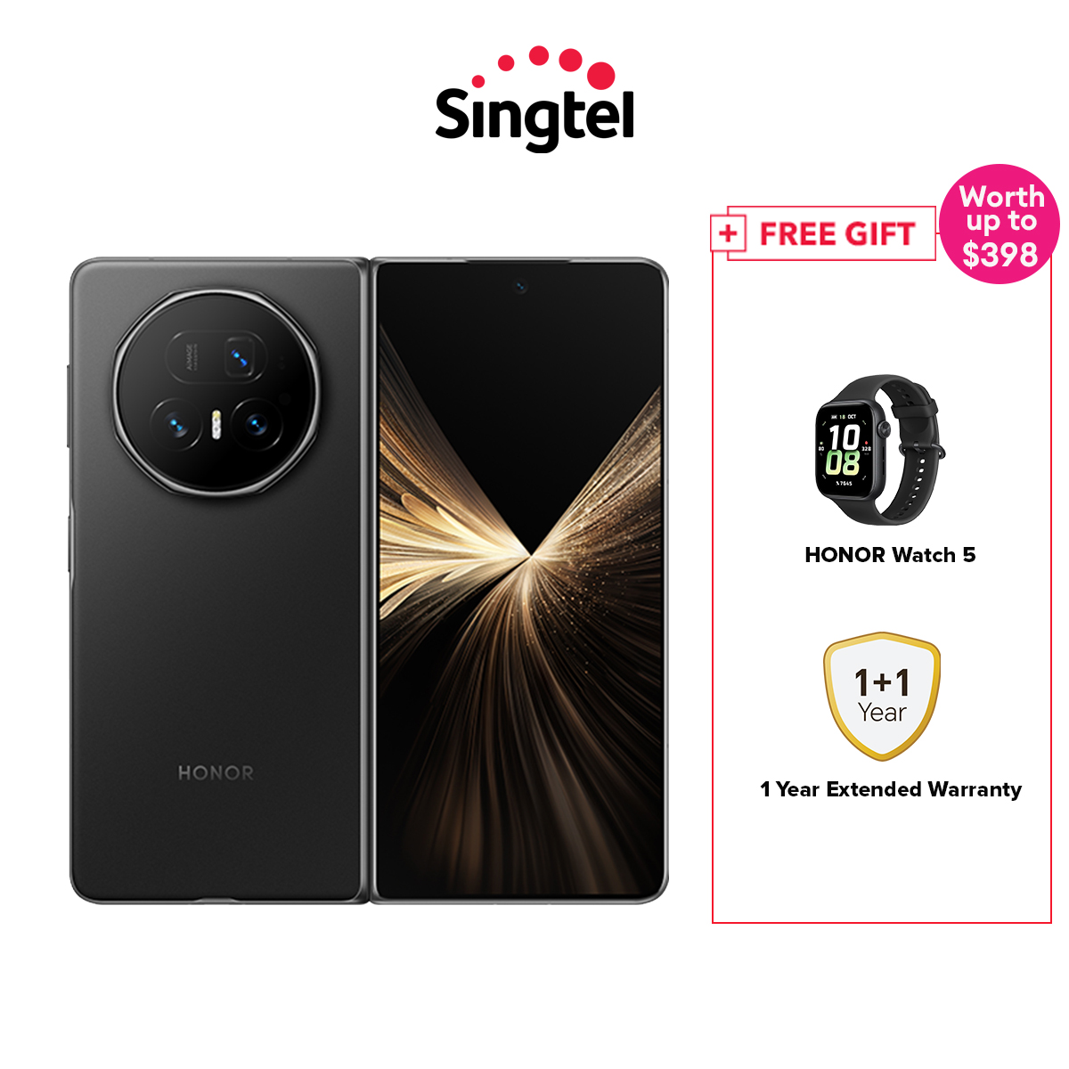 HONOR Magic V5 5G 512GB Foldable Phone - Black | NTUC FairPrice