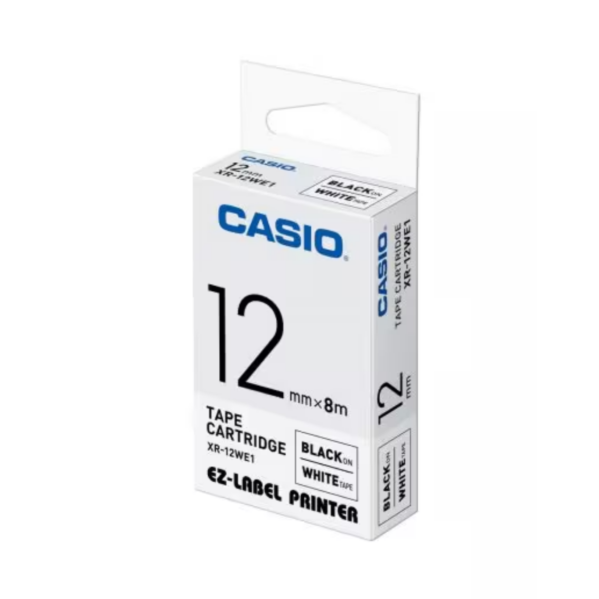 Casio XR-12WE1 12mm Black on White Label Tape Cartridge | NTUC FairPrice