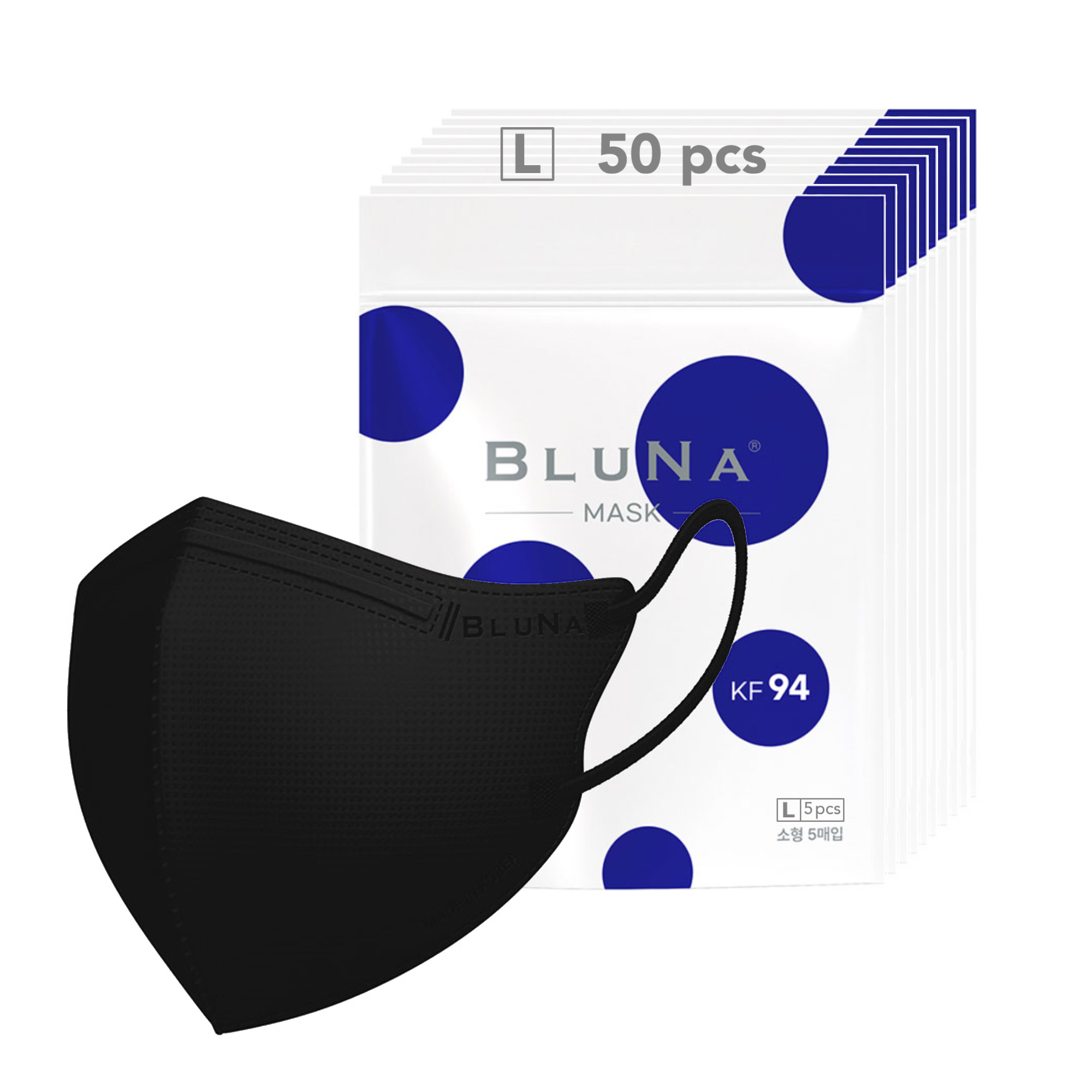Bluna Mask KF94 2D - Black (L Size) | NTUC FairPrice