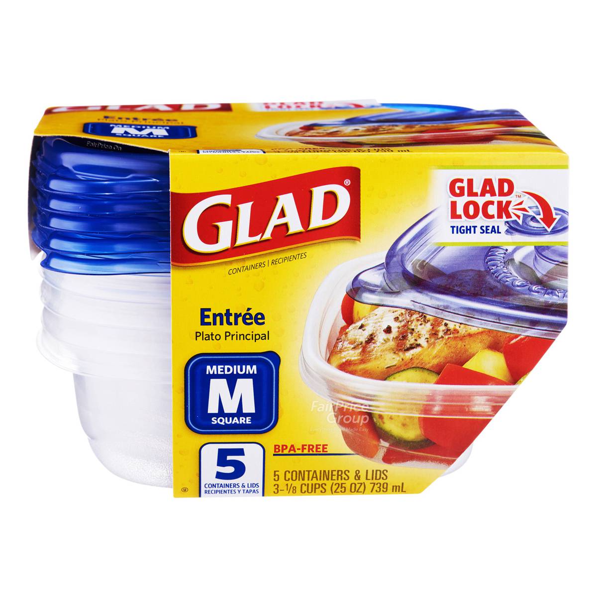 Glad Container with Lid - Entree (M) | NTUC FairPrice